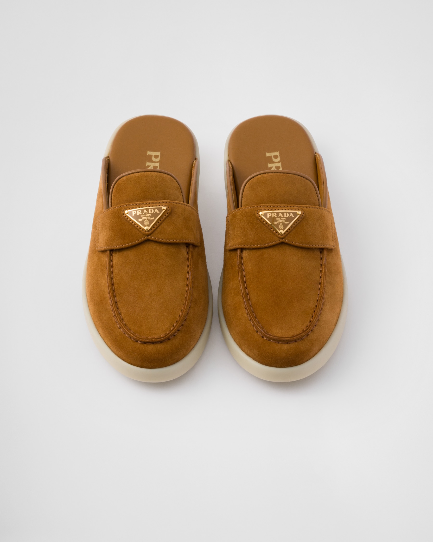 Cognac Suede Sabots | PRADA