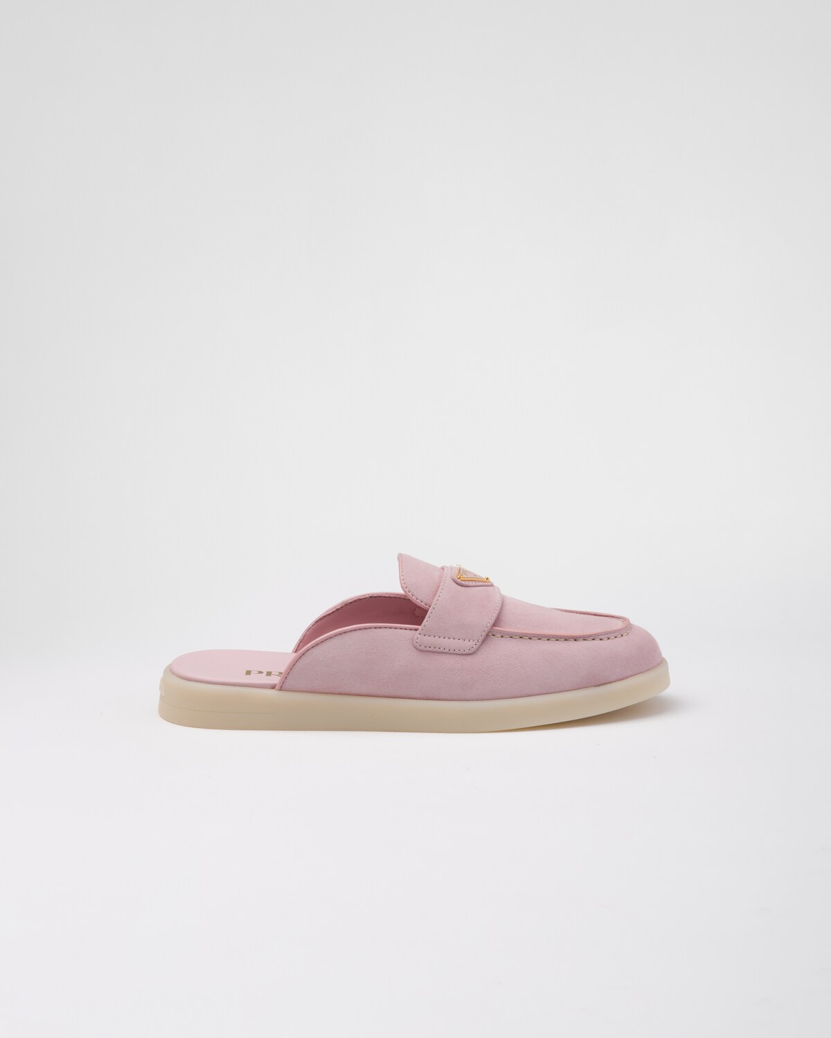 Alabaster Pink Suede Mules | PRADA