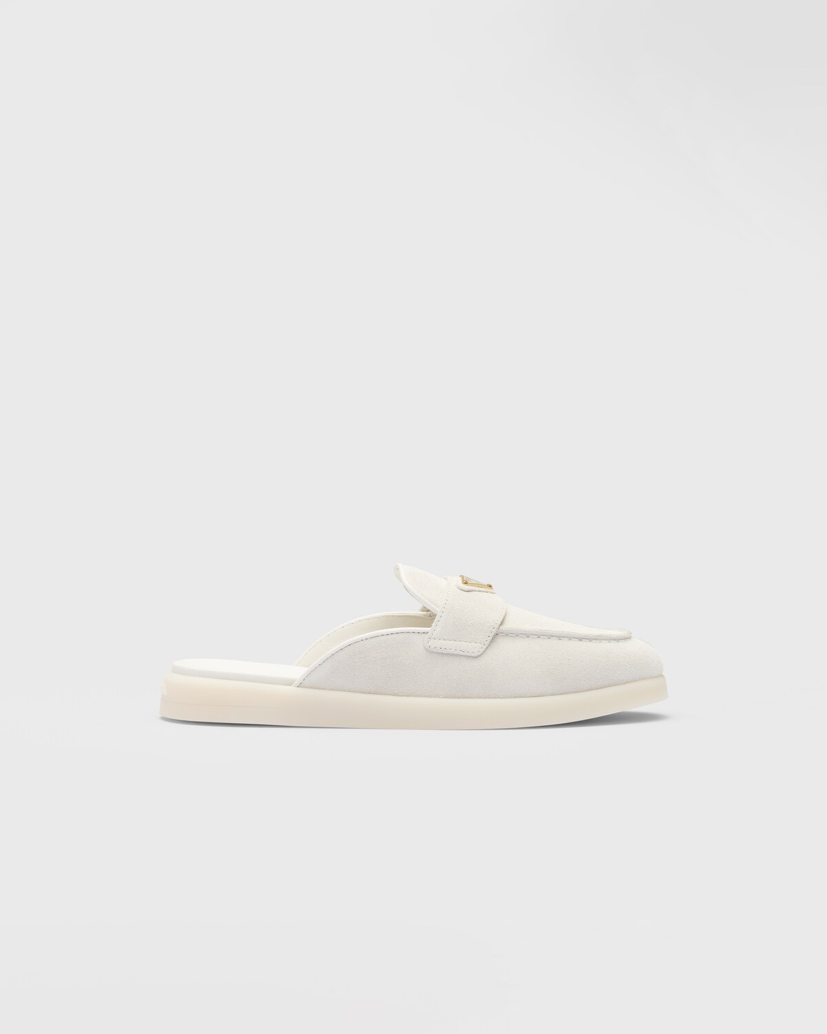 스웨이드 뮬 초크 화이트 | PRADA