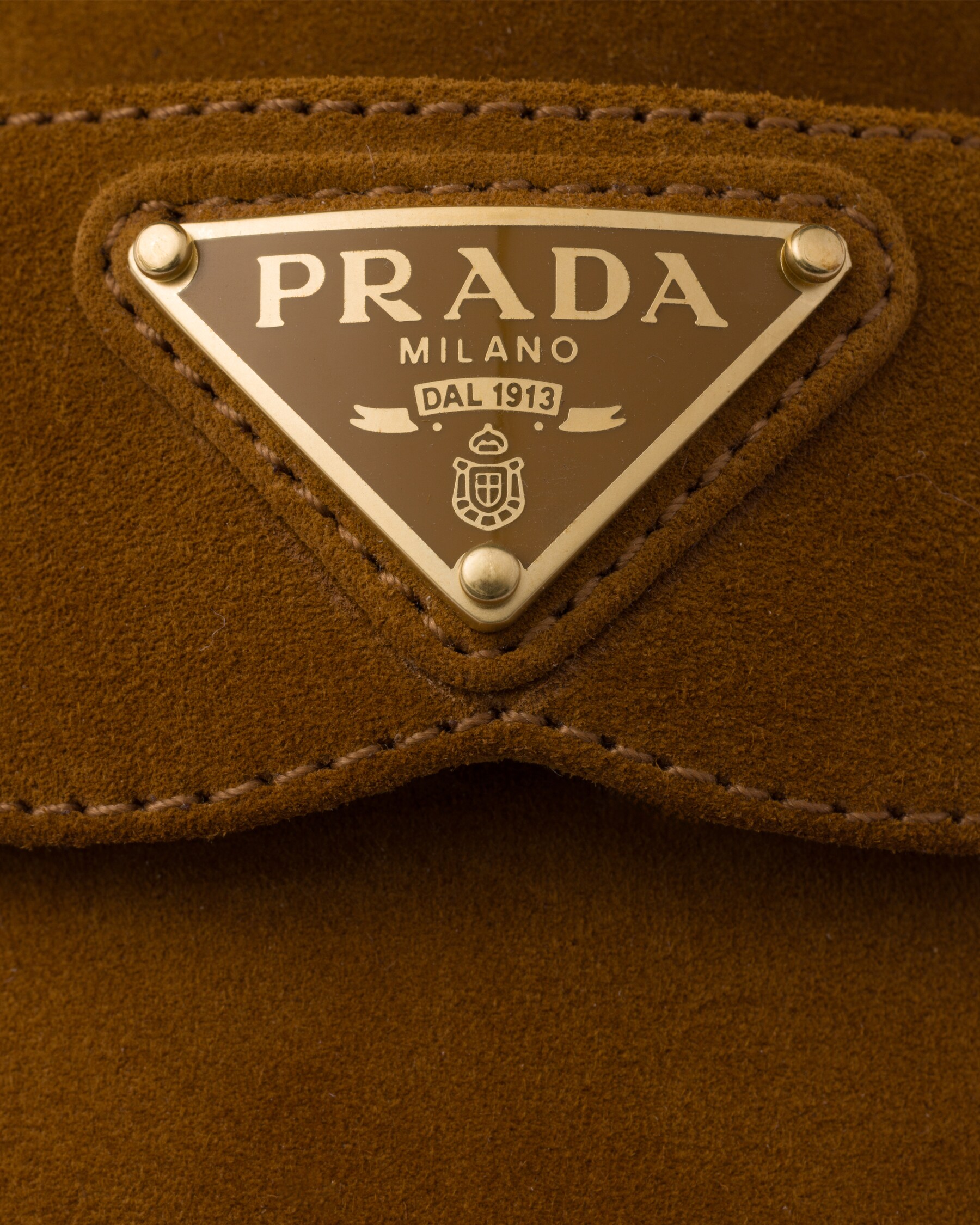 Cognac Suede And Shearling Slippers | PRADA