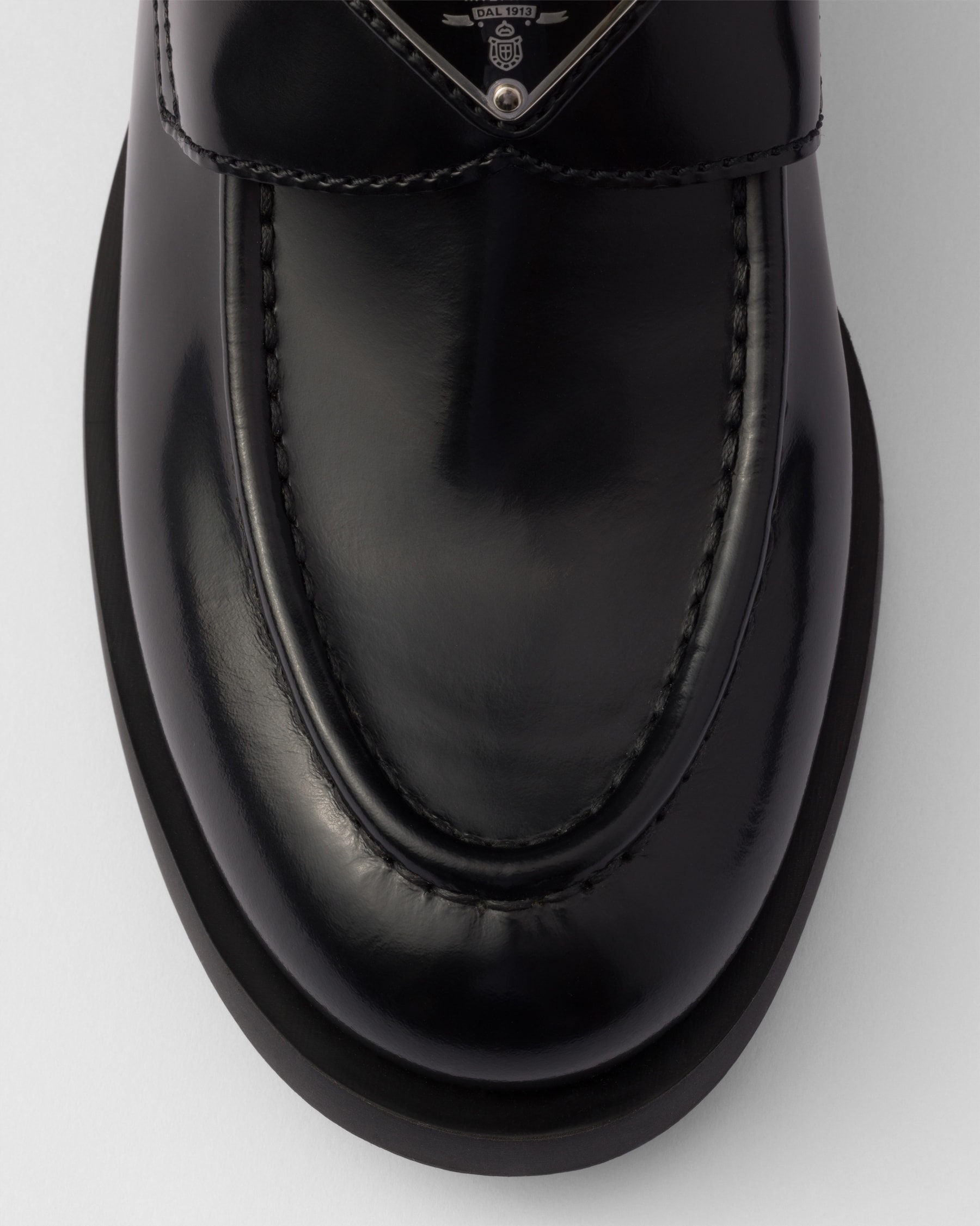 Black Brushed Leather Loafers | PRADA