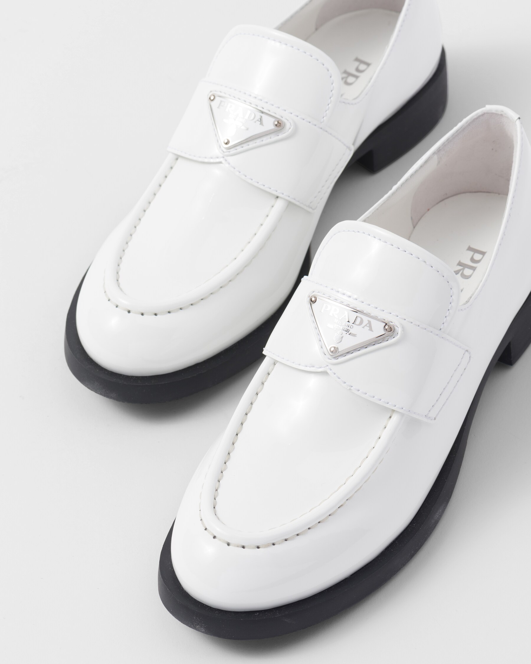 White Patent Leather Loafers | PRADA