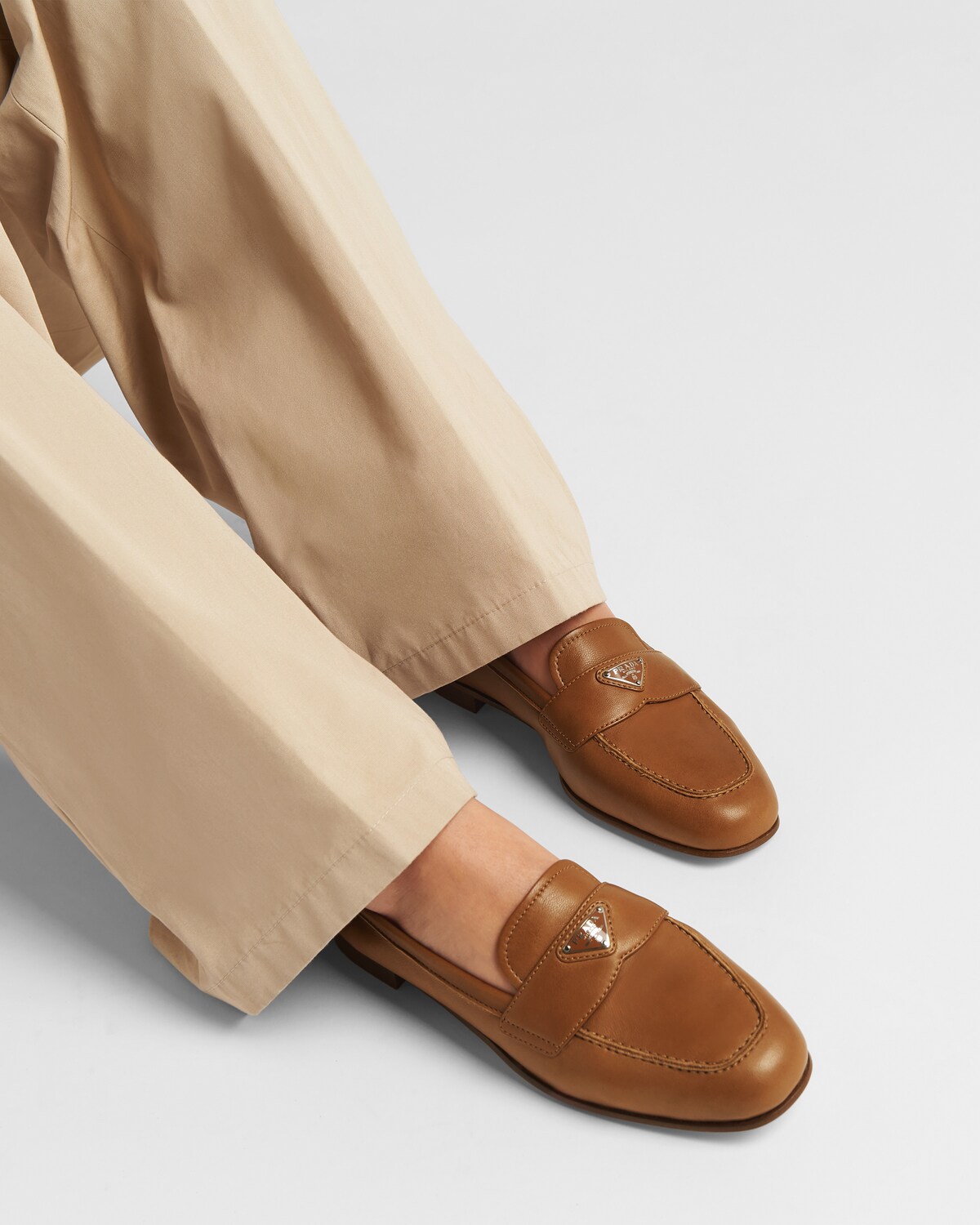 Light Tan Nappa Leather Loafers | PRADA