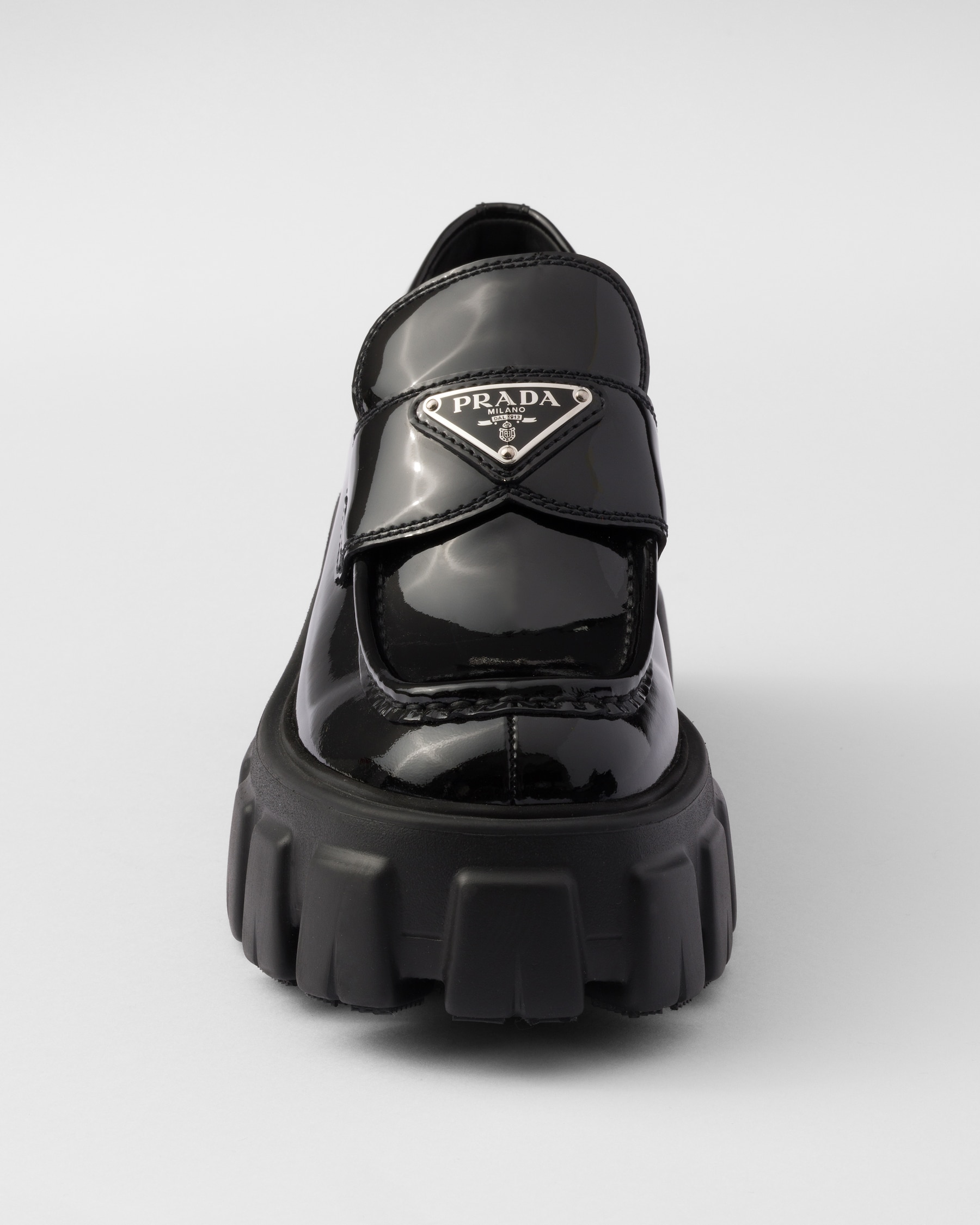 Black Monolith Patent Leather Loafers | PRADA - United States