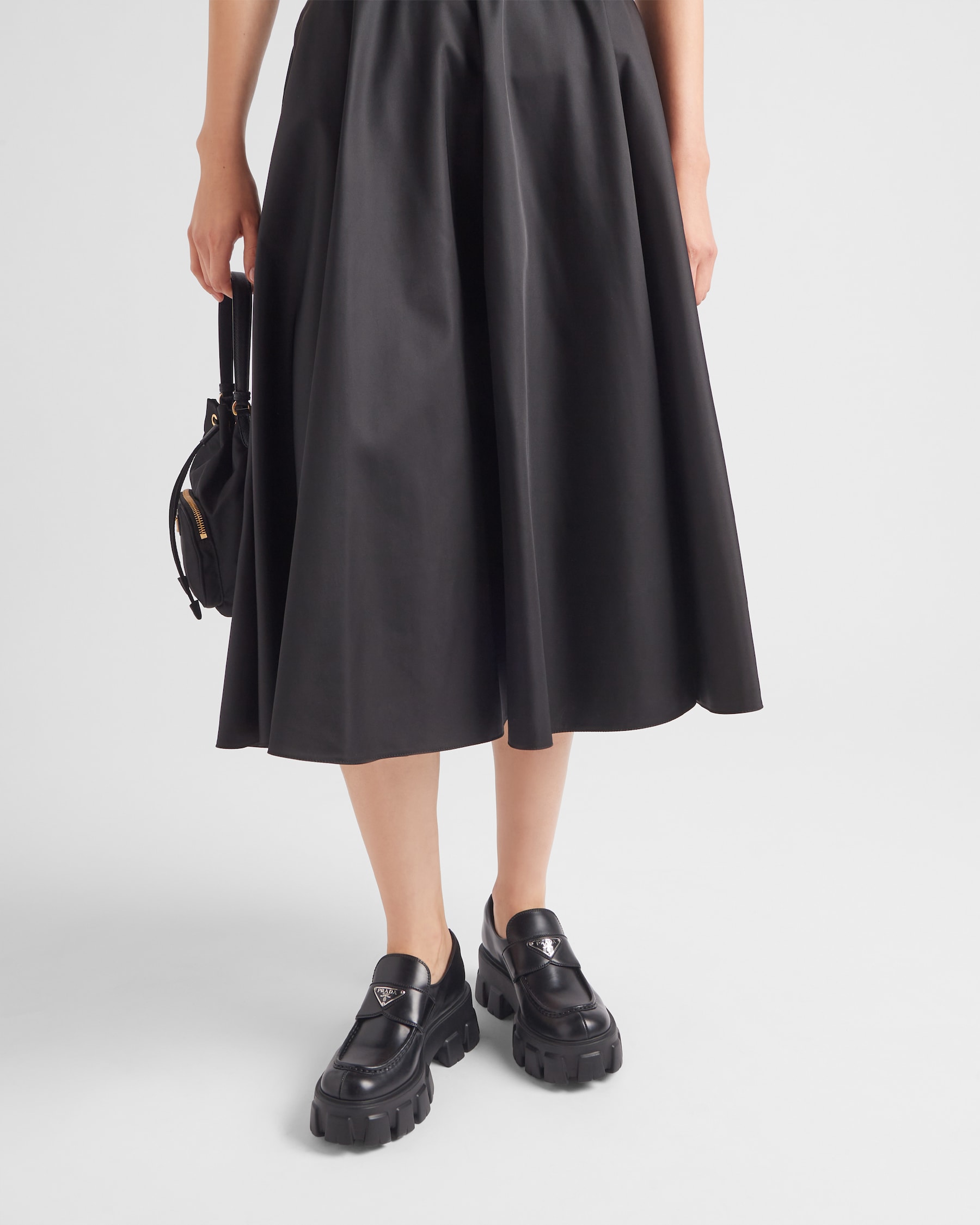 Black Brushed Leather Monolith Loafers | PRADA