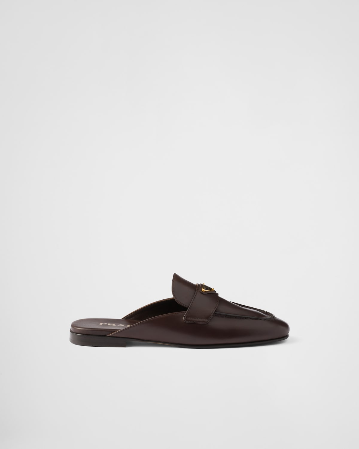 Dark Brown Leather Slippers | PRADA - United States