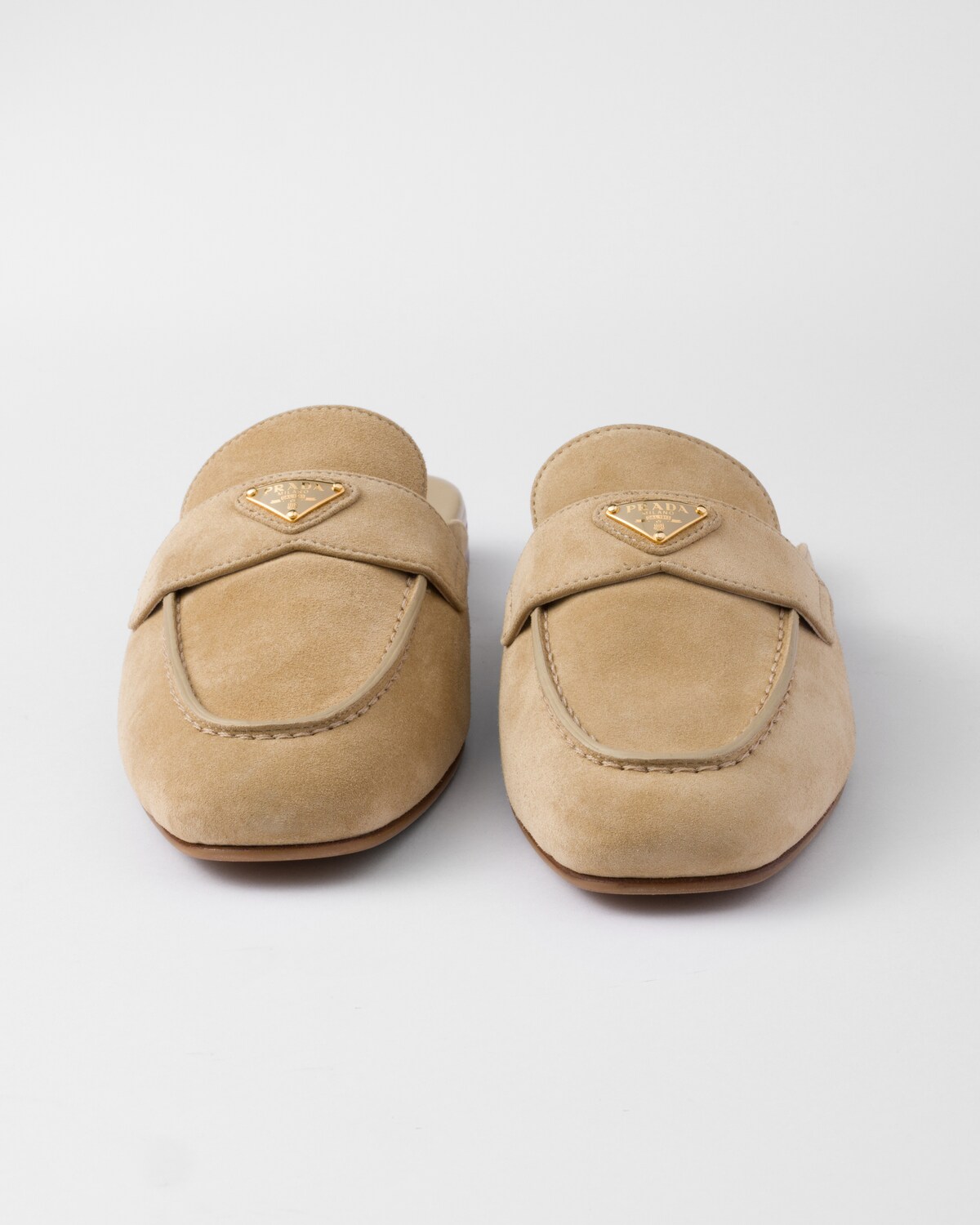 Ecru Suede Slippers | PRADA - United States