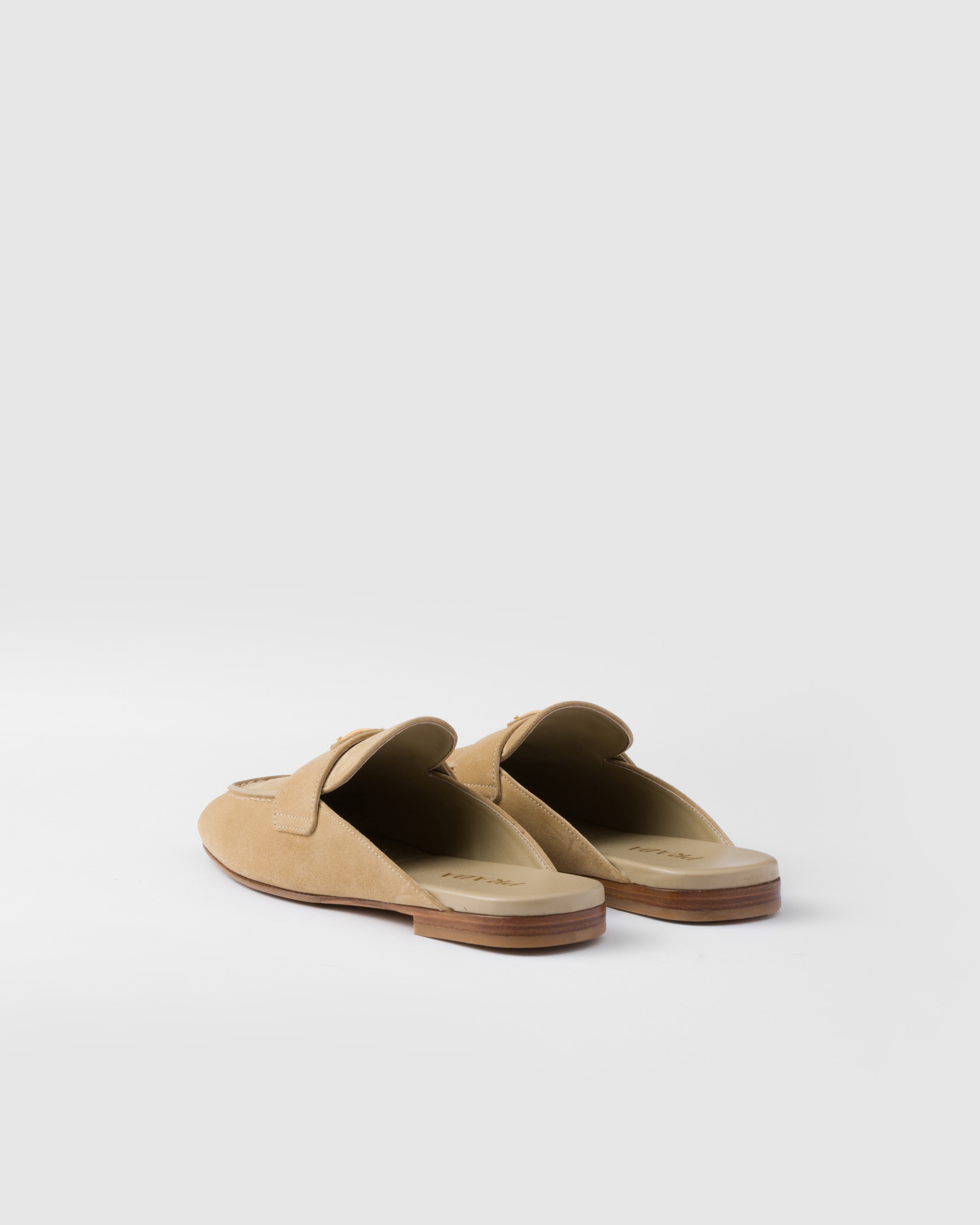 Ecru Suede Slippers | PRADA - United States