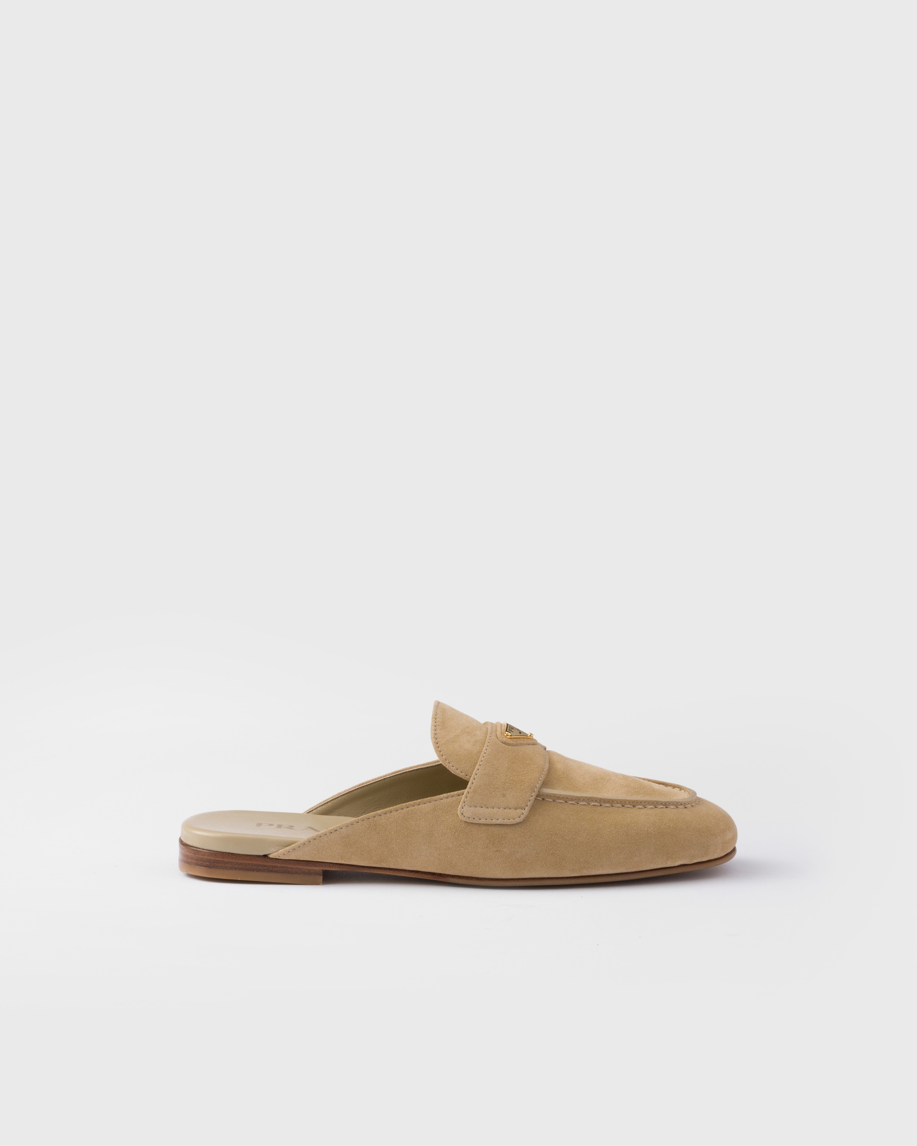 Ecru Suede Slippers | PRADA - United States