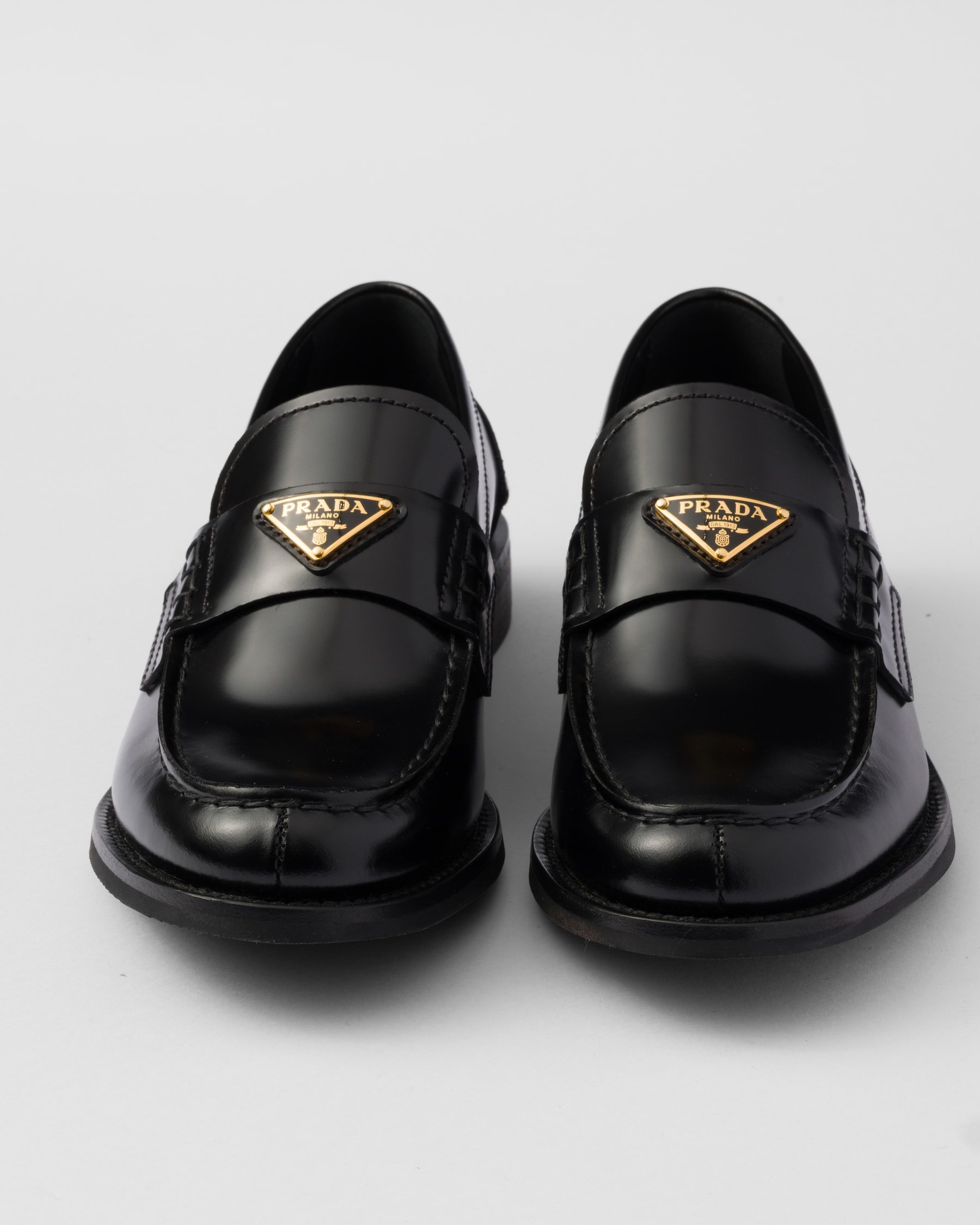 Black Brushed Leather Loafers | PRADA