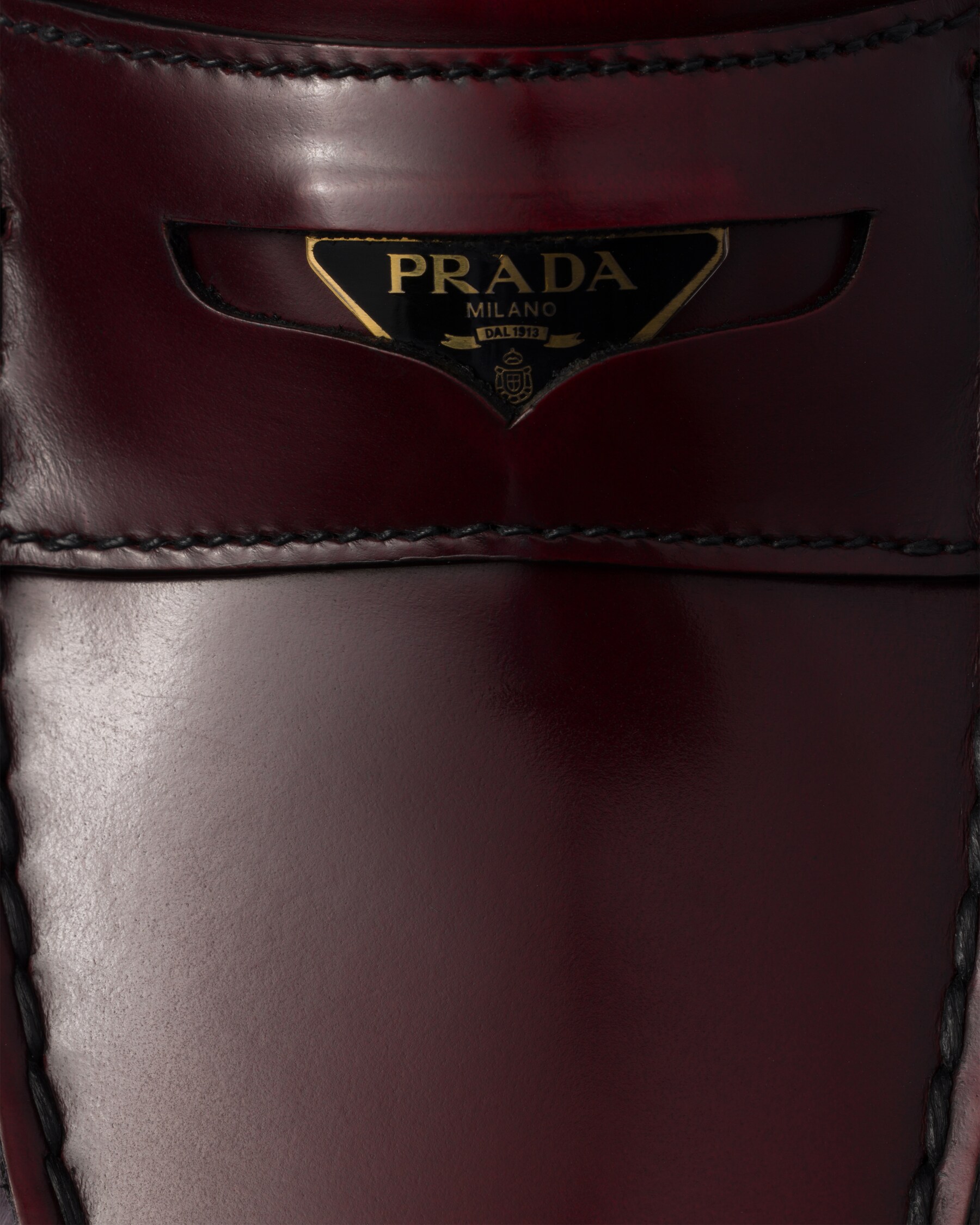 Crimson Brushed Leather Loafers | PRADA