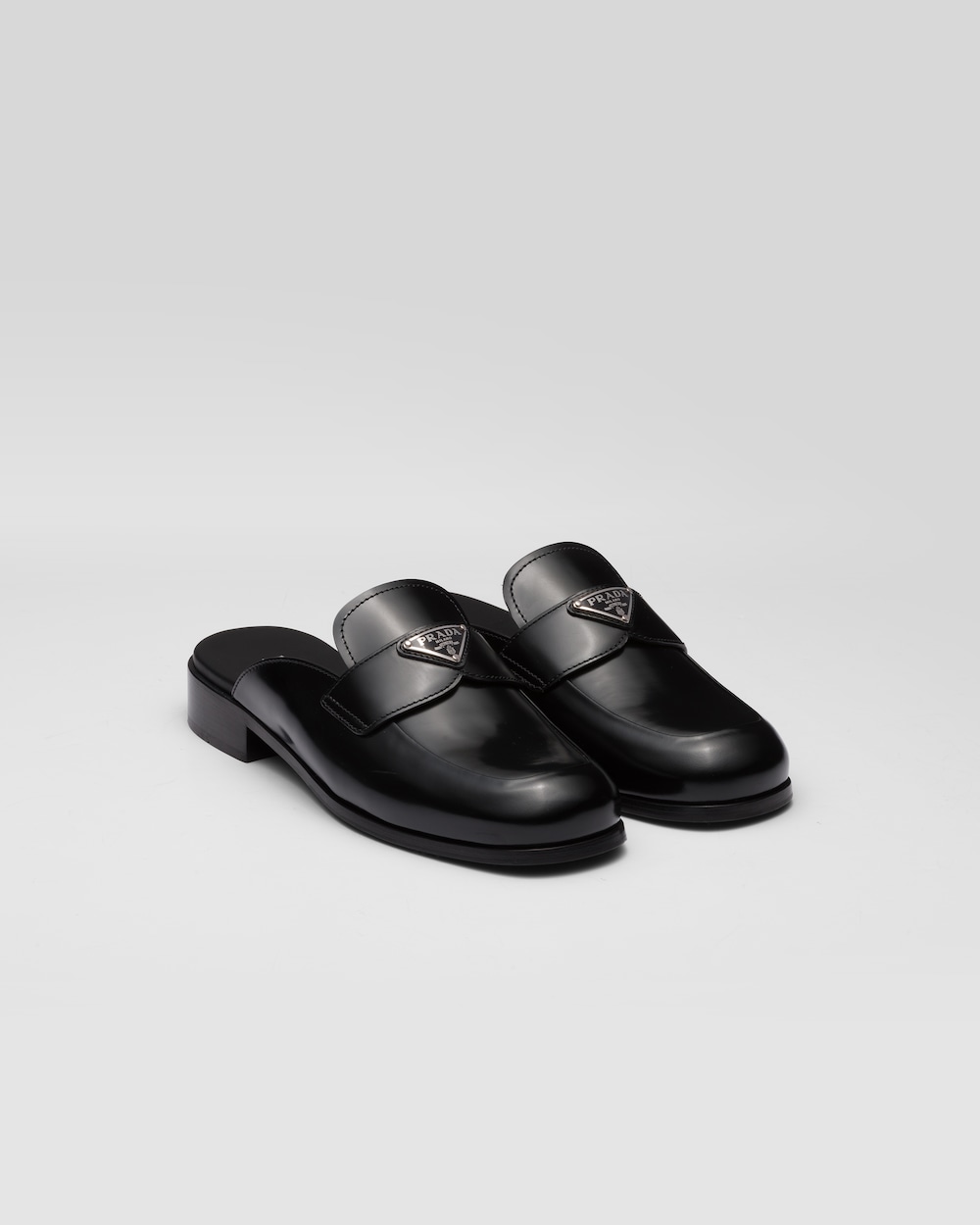 Black Brushed leather mules | Prada