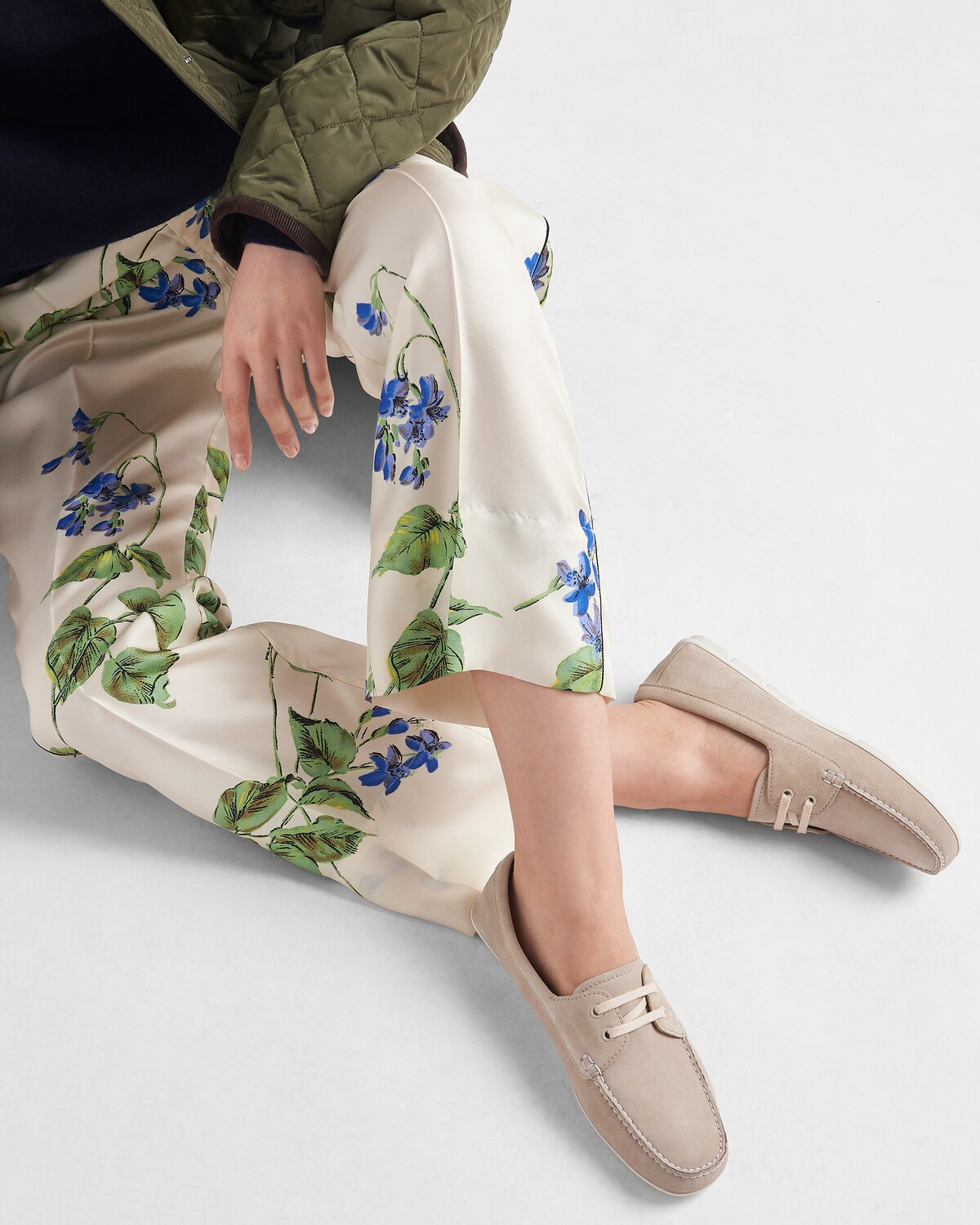 Pumice Stone Suede Driving Shoes | PRADA