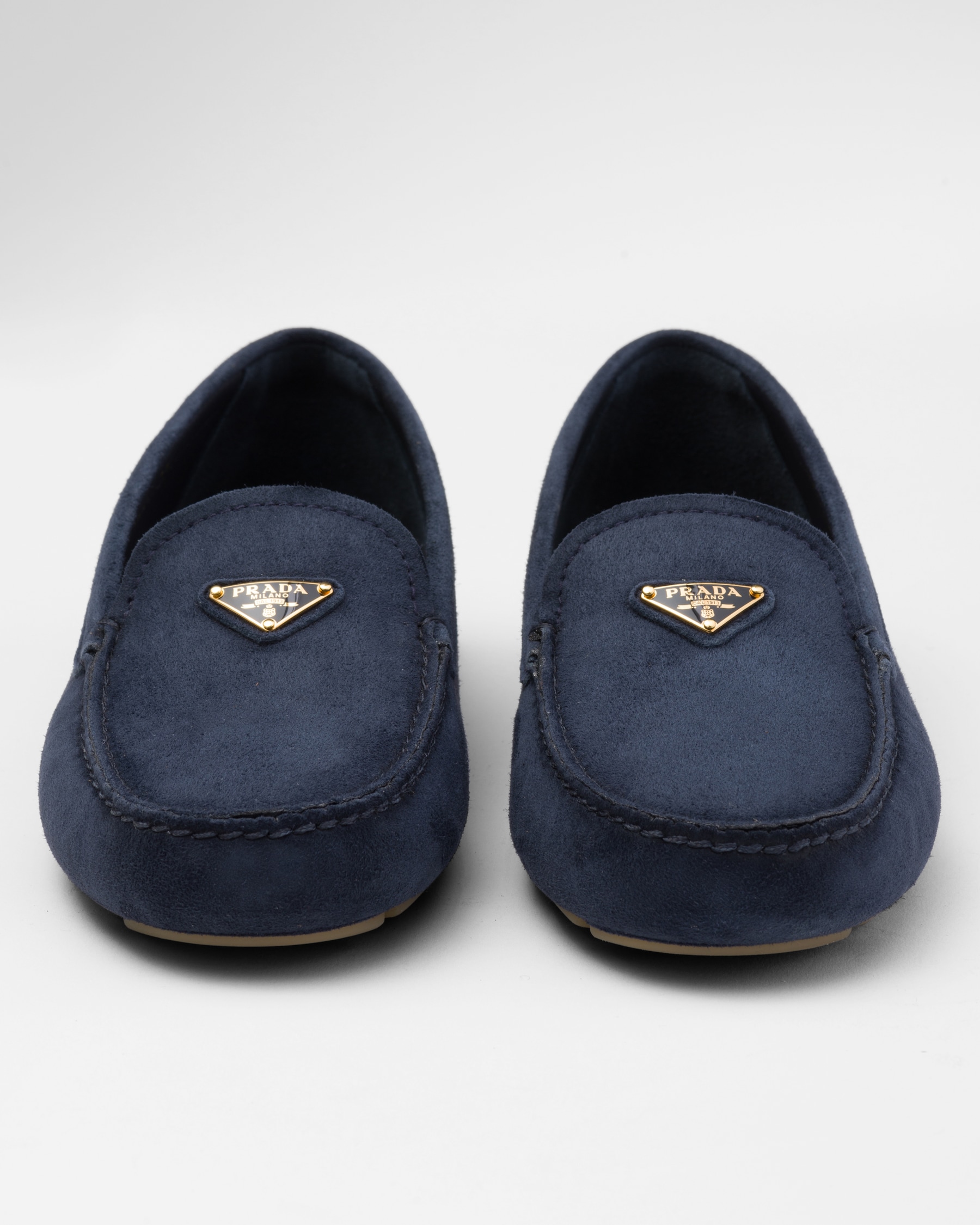Navy Suede Driving Loafers | PRADA