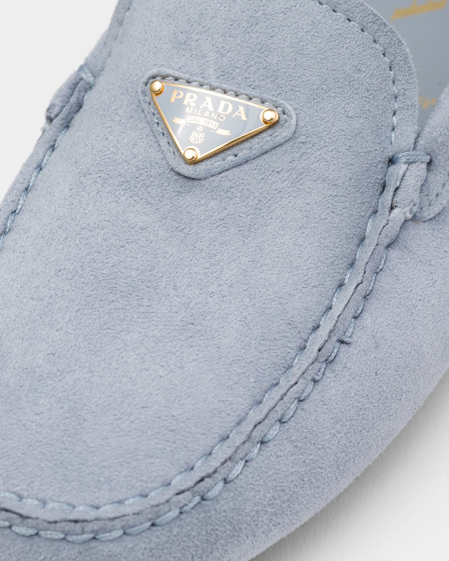 Astral Blue Suede Driving Loafers | PRADA