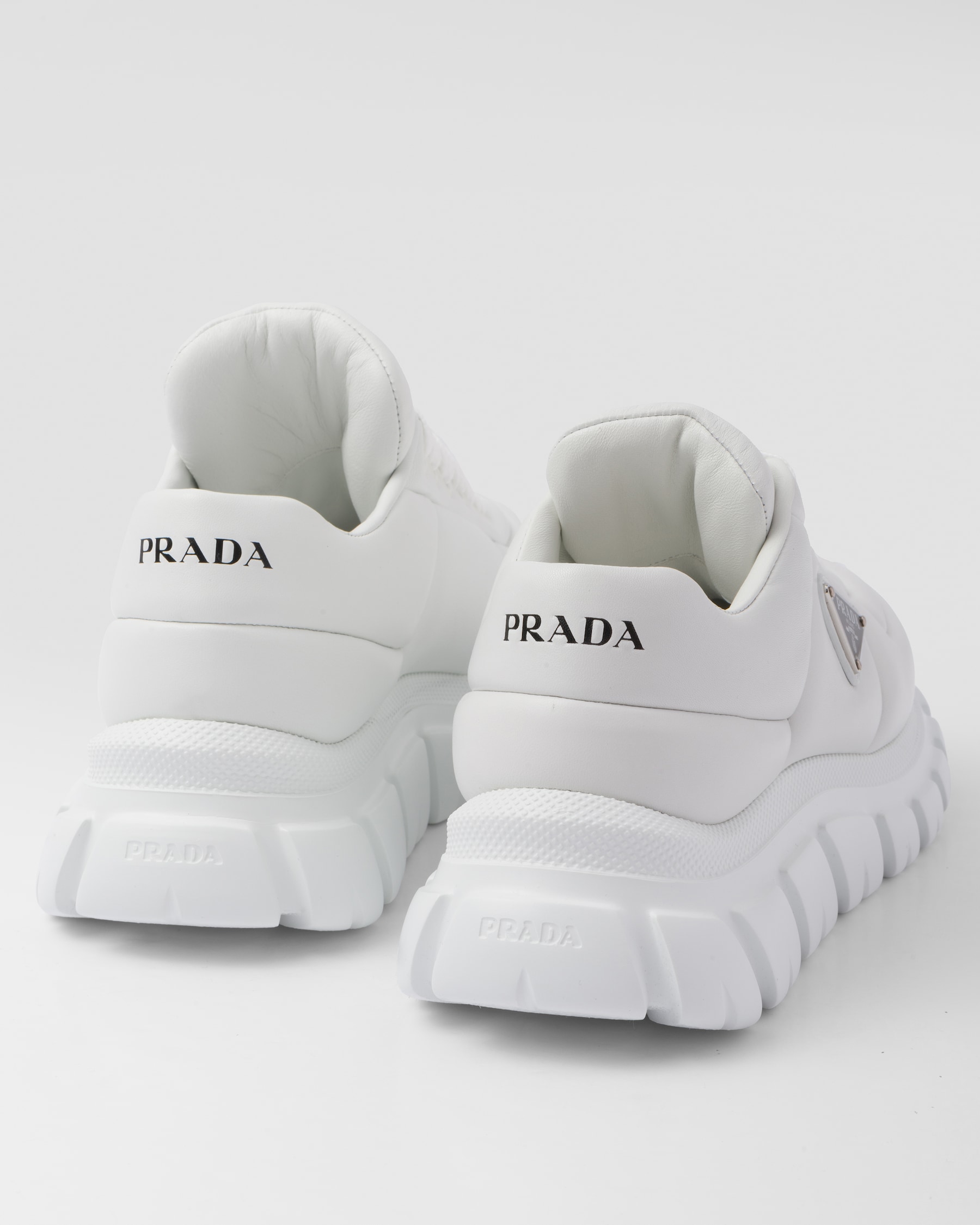 White Padded Nappa Leather Sneakers | PRADA