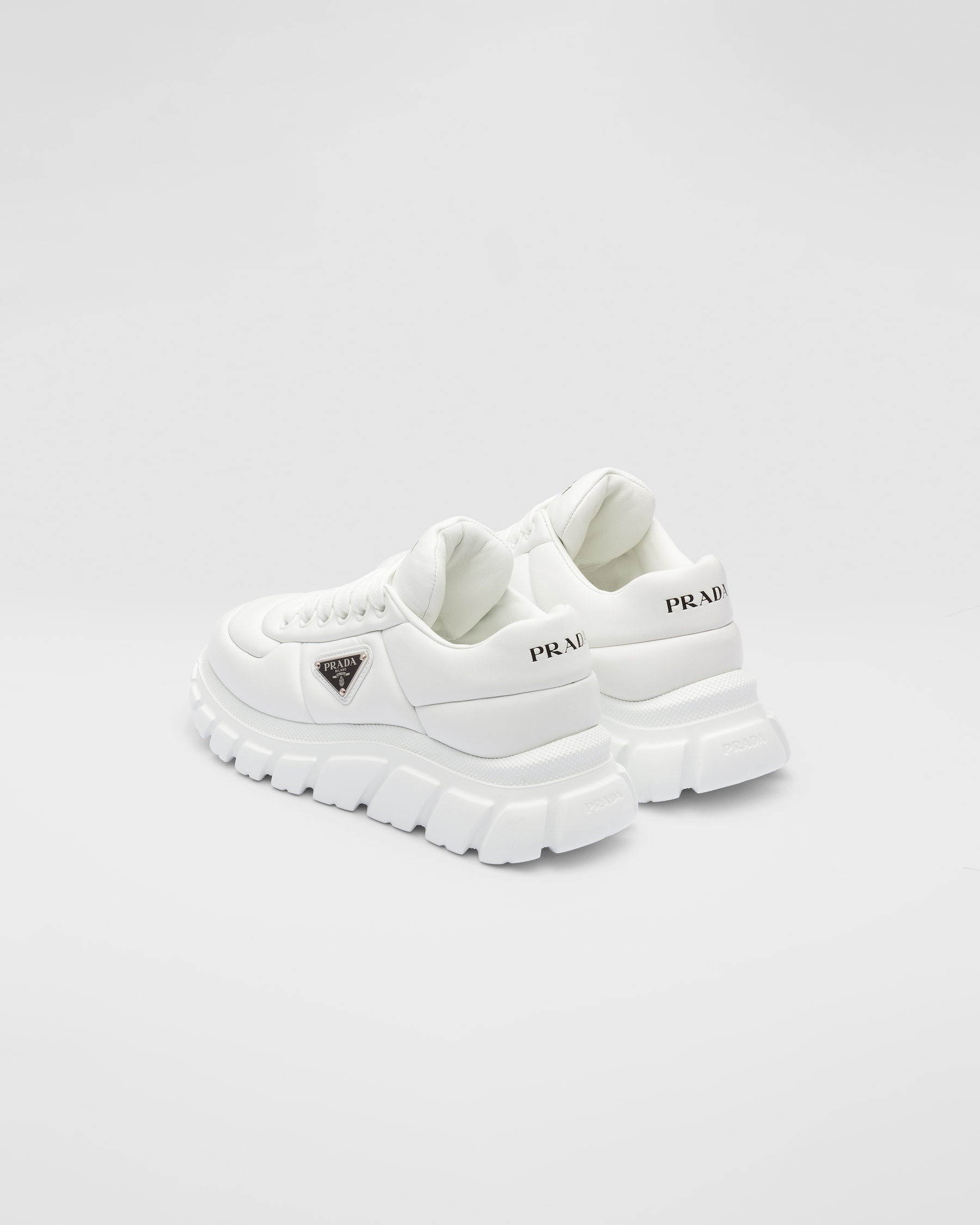 White Padded Nappa Leather Sneakers | PRADA