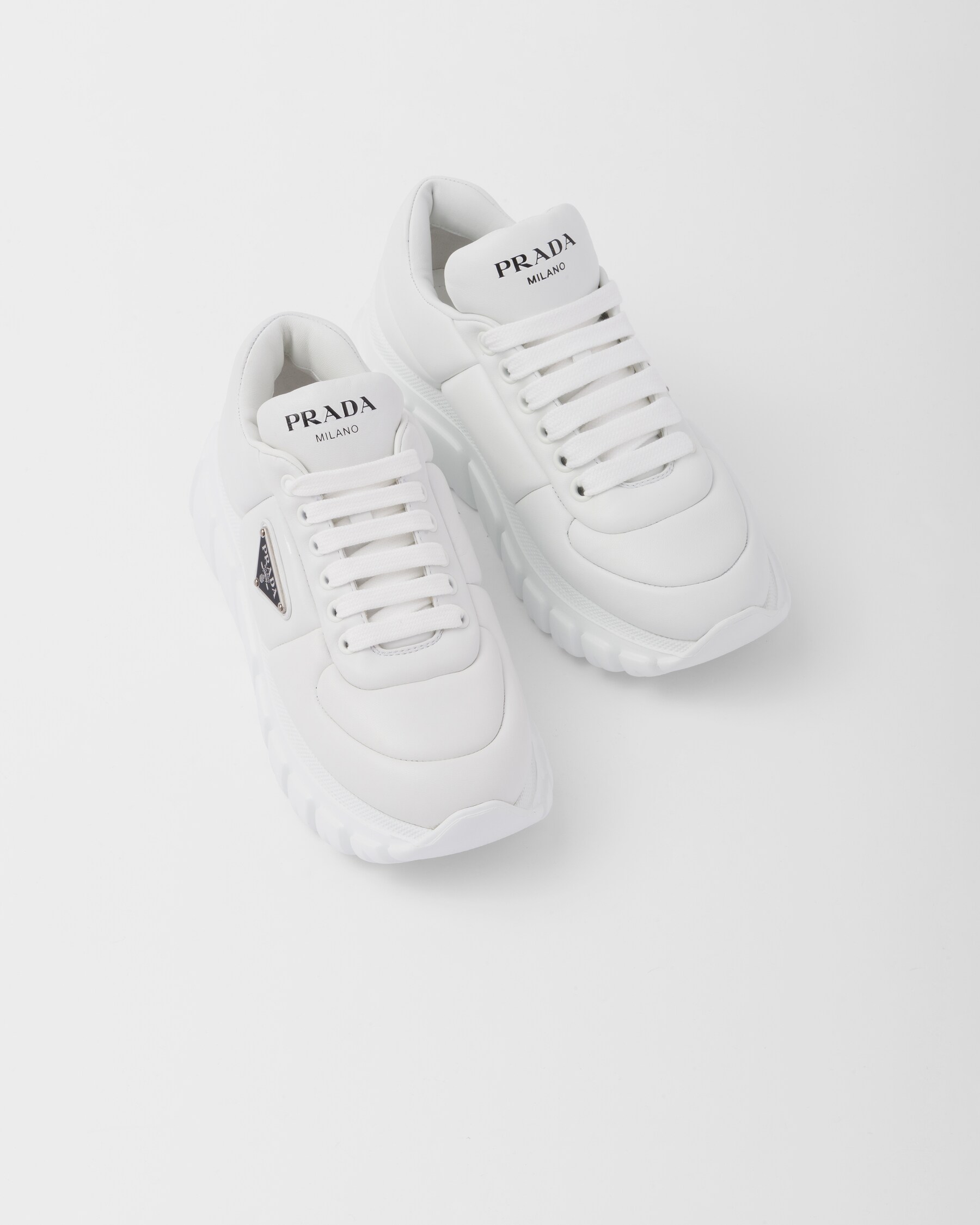 White Padded Nappa Leather Sneakers | PRADA