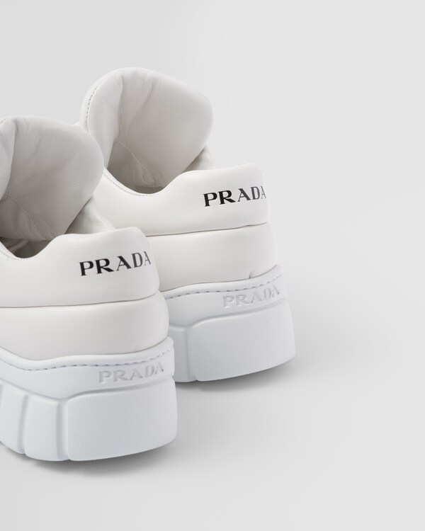 White Padded Nappa Leather Sneakers | PRADA