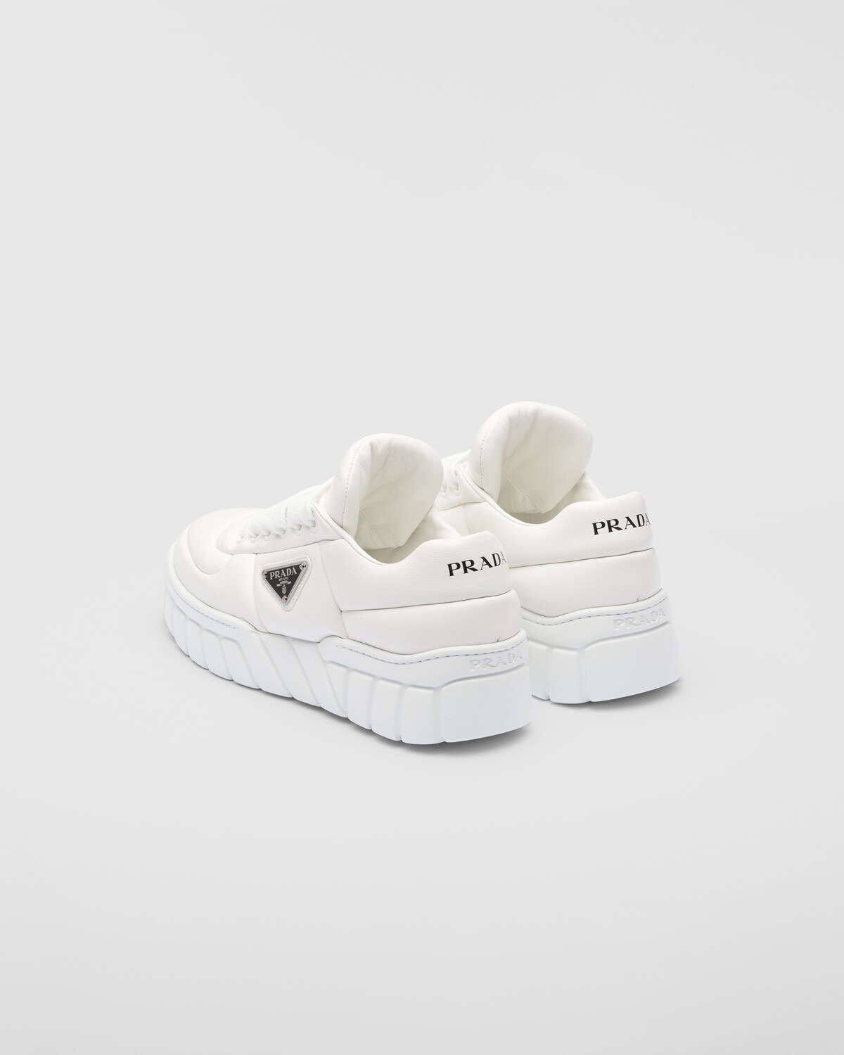 White Padded Nappa Leather Sneakers | PRADA