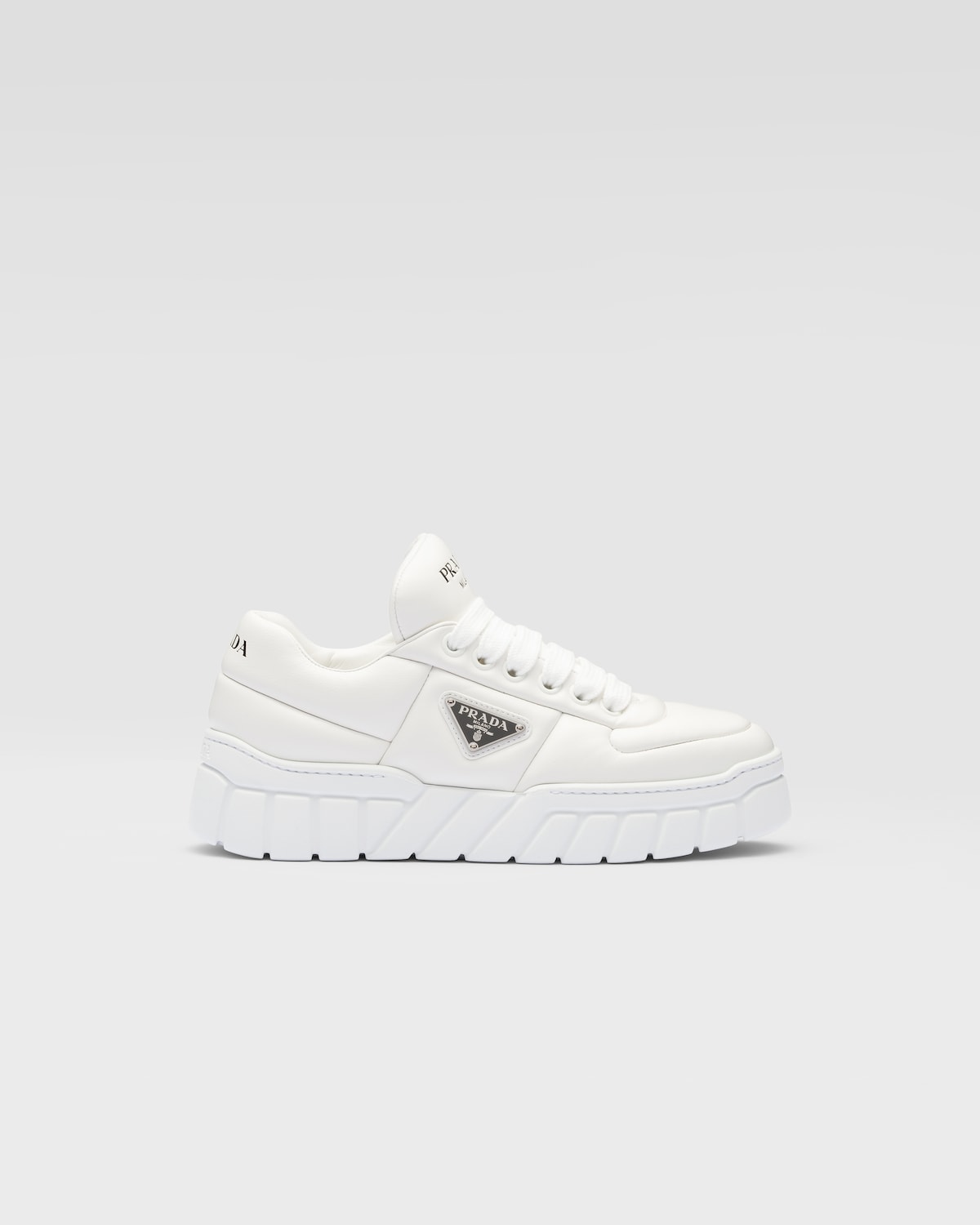 White Padded Nappa Leather Sneakers | PRADA