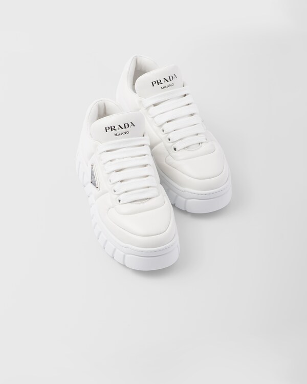 White Padded Nappa Leather Sneakers | PRADA