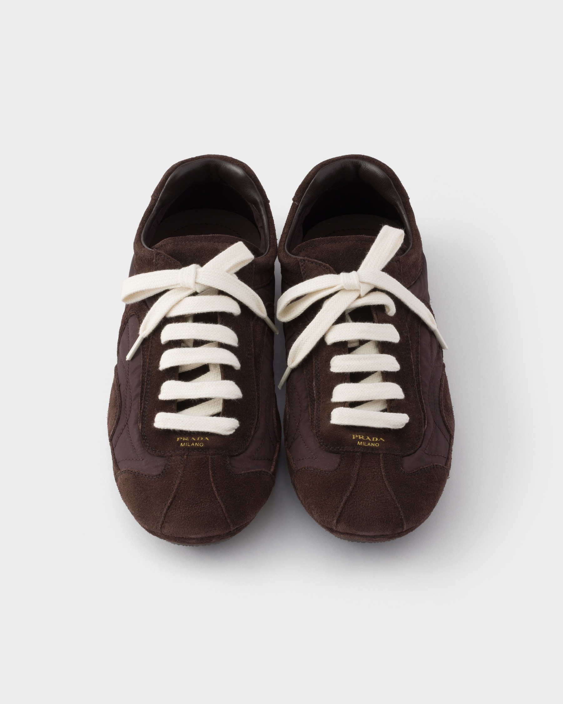 Coffee Montecarlo Re-edition 2005 Suede And Re-nylon Sneakers | PRADA