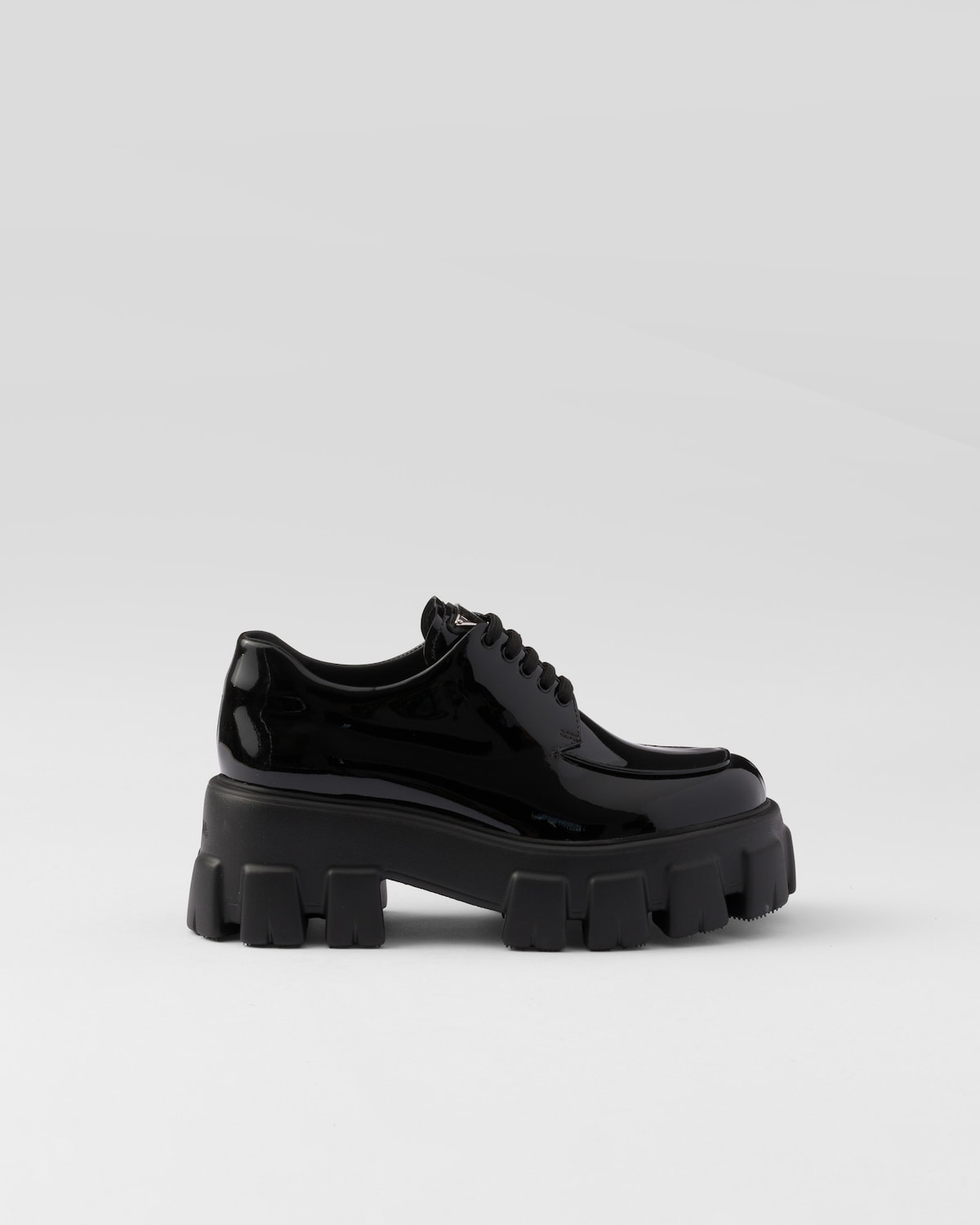 Black Monolith Patent Leather Lace-up Shoes | PRADA