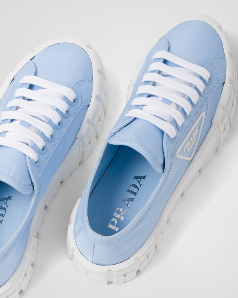 Light Blue Double Wheel Nylon Gabardine Sneakers | PRADA