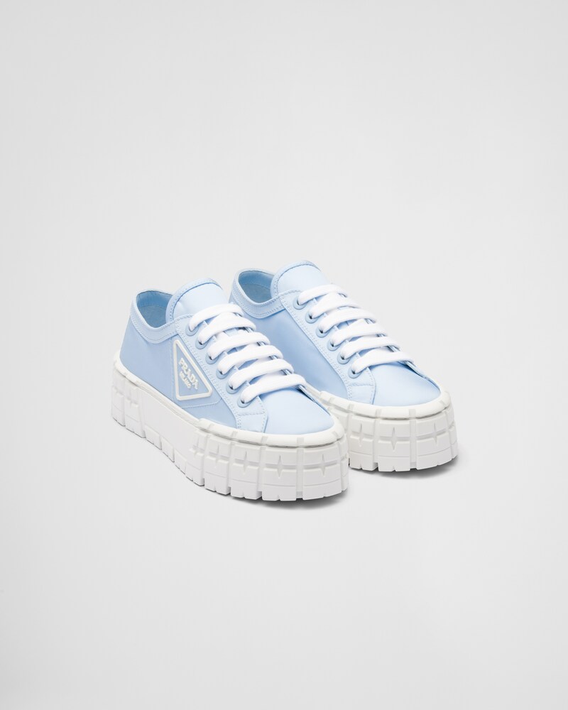 Light Blue Double Wheel Nylon Gabardine Sneakers | PRADA