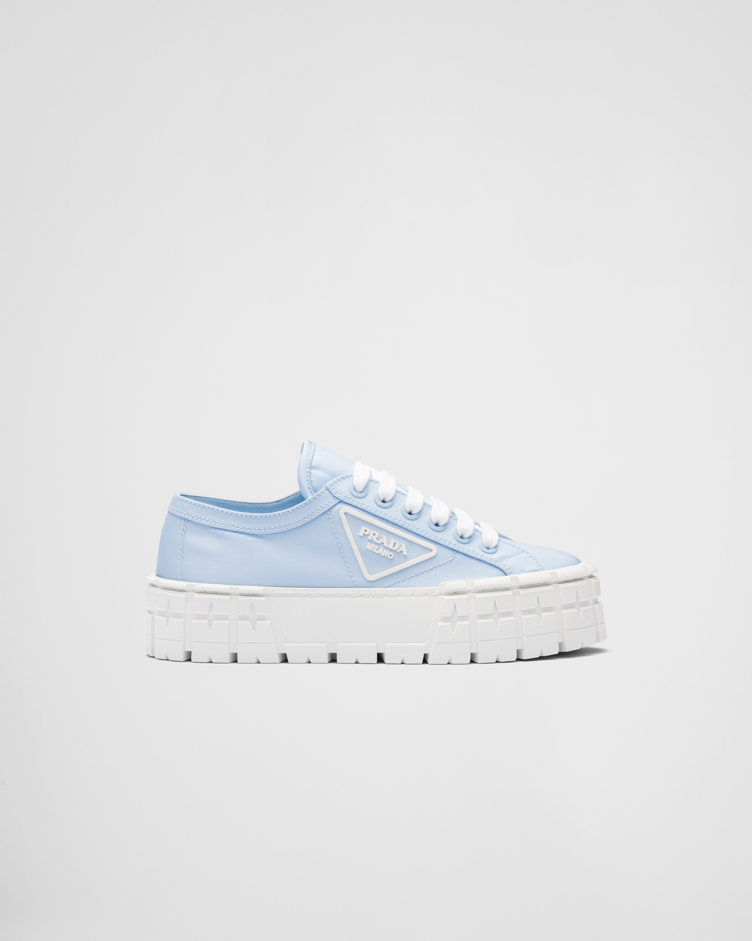 Light Blue Double Wheel Nylon Gabardine Sneakers | PRADA