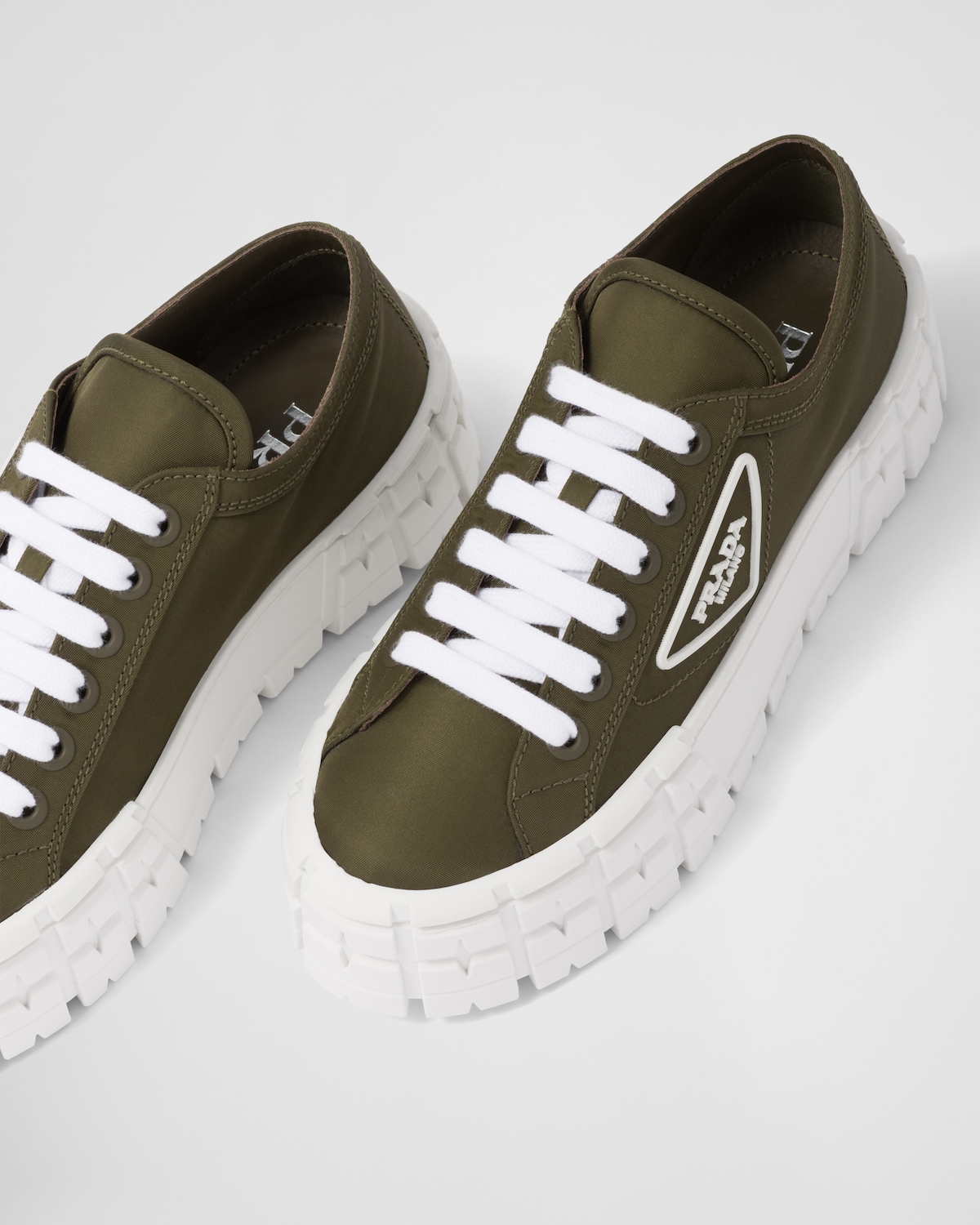 Military Green Double Wheel Re-nylon Gabardine Sneakers | PRADA