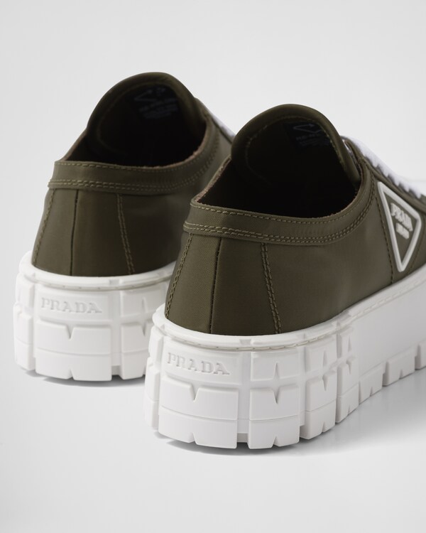 Military Green Double Wheel Re-nylon Gabardine Sneakers | PRADA