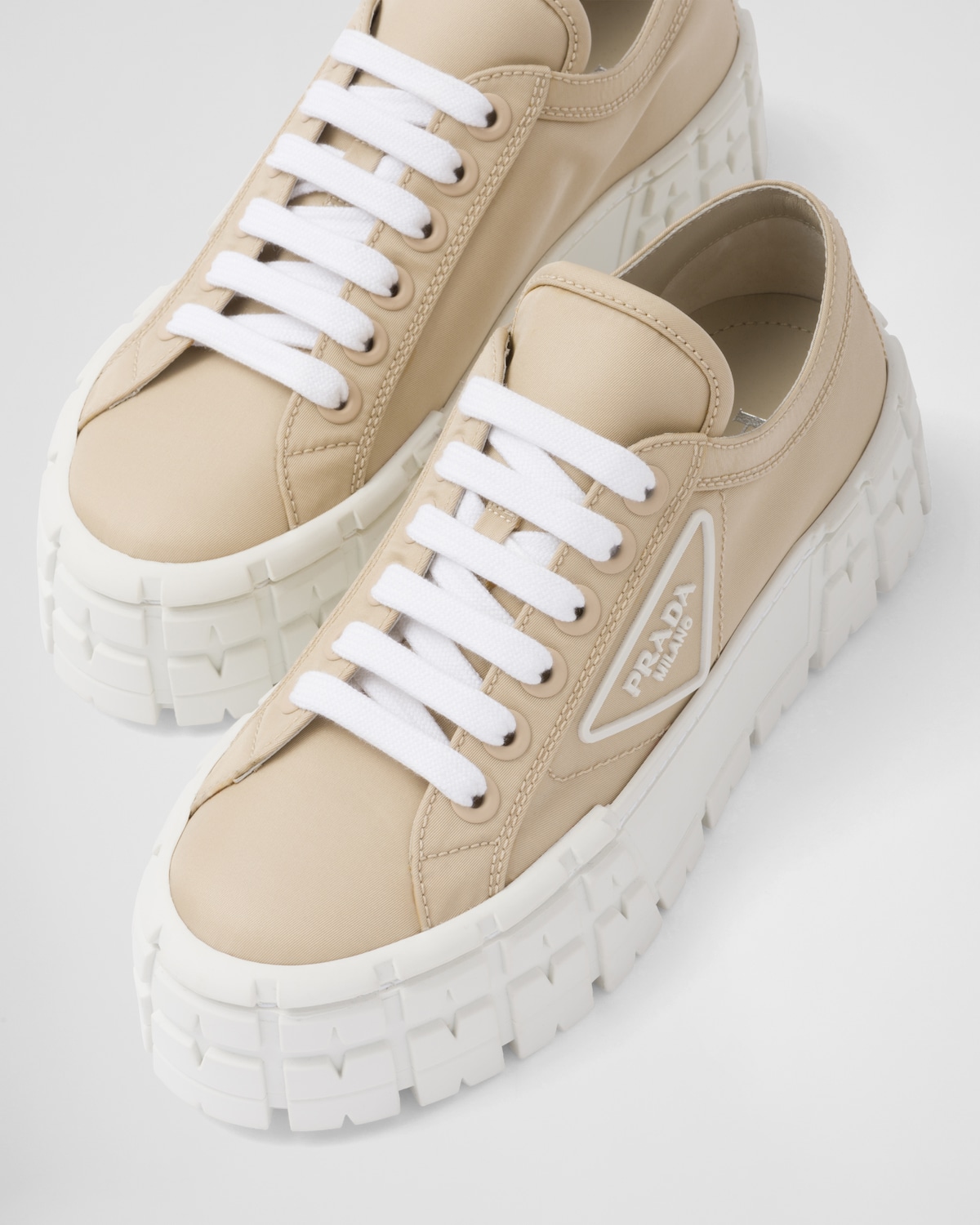 Desert Beige Double Wheel Re-nylon Gabardine Sneakers | PRADA