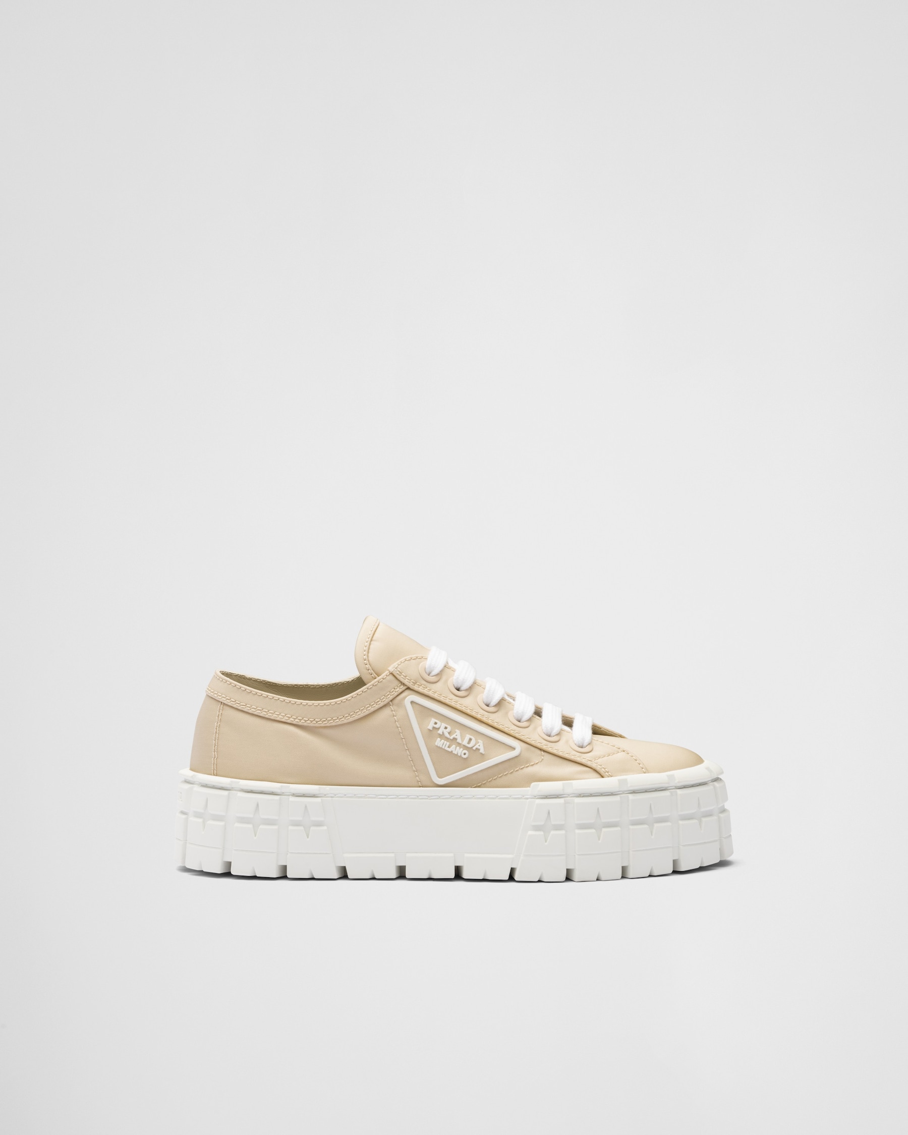 Desert Beige Double Wheel Re-nylon Gabardine Sneakers | PRADA