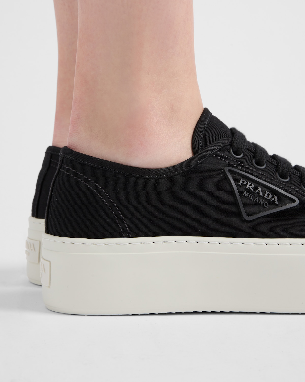 Black Laced Fabric Sneakers | PRADA