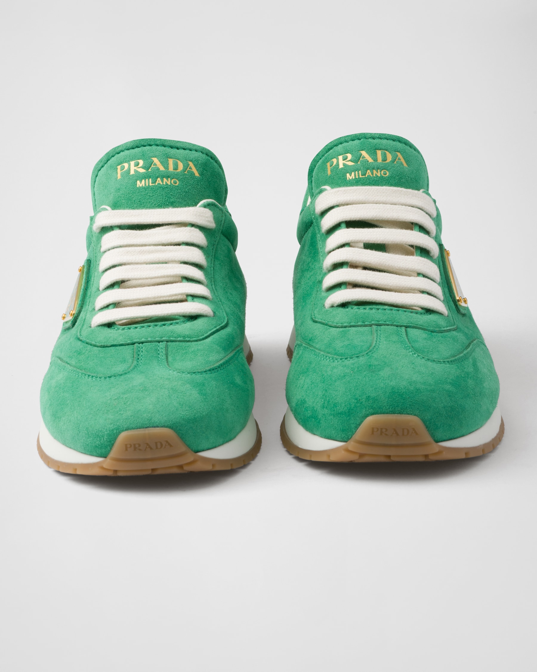 Mint Green Suede Sneakers | PRADA
