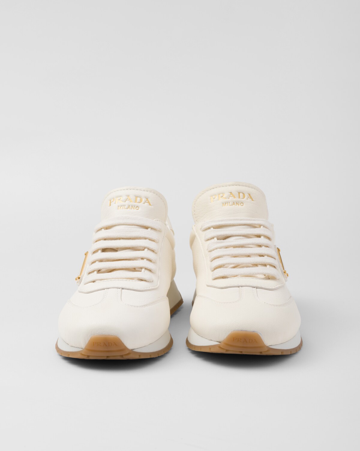 Ivory Leather Sneakers | PRADA