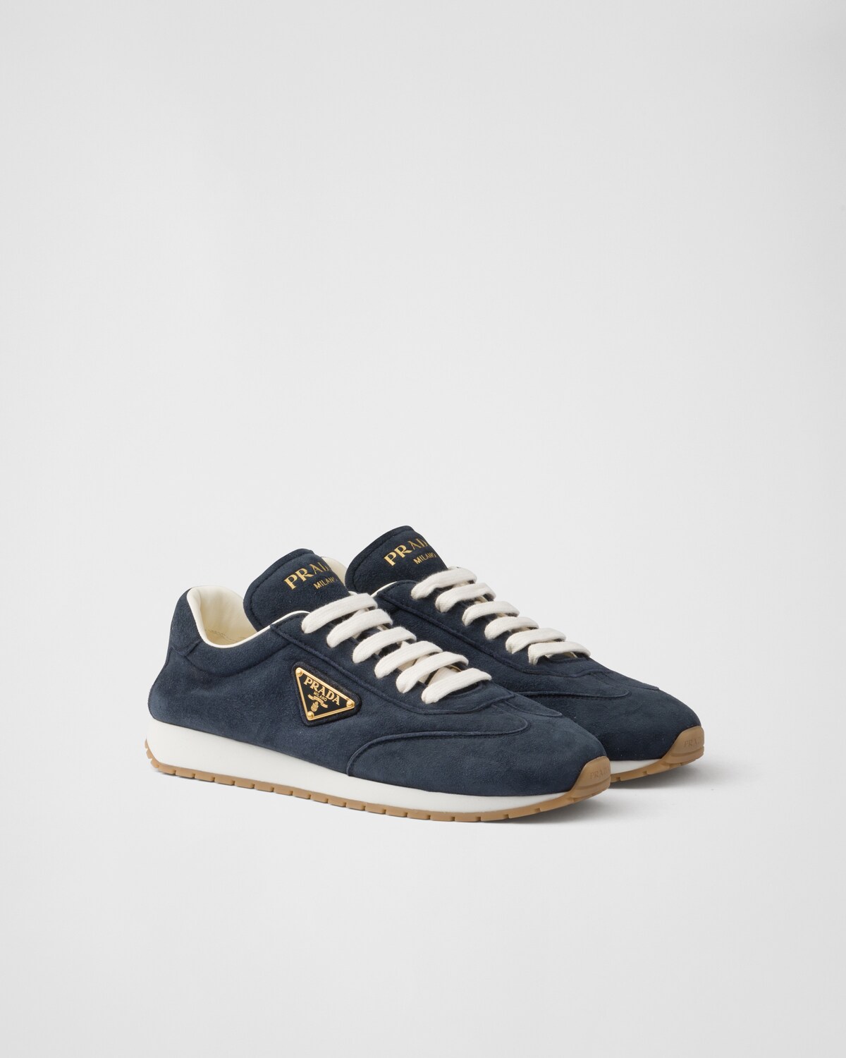 Sneakers Running In Camoscio Blu | PRADA