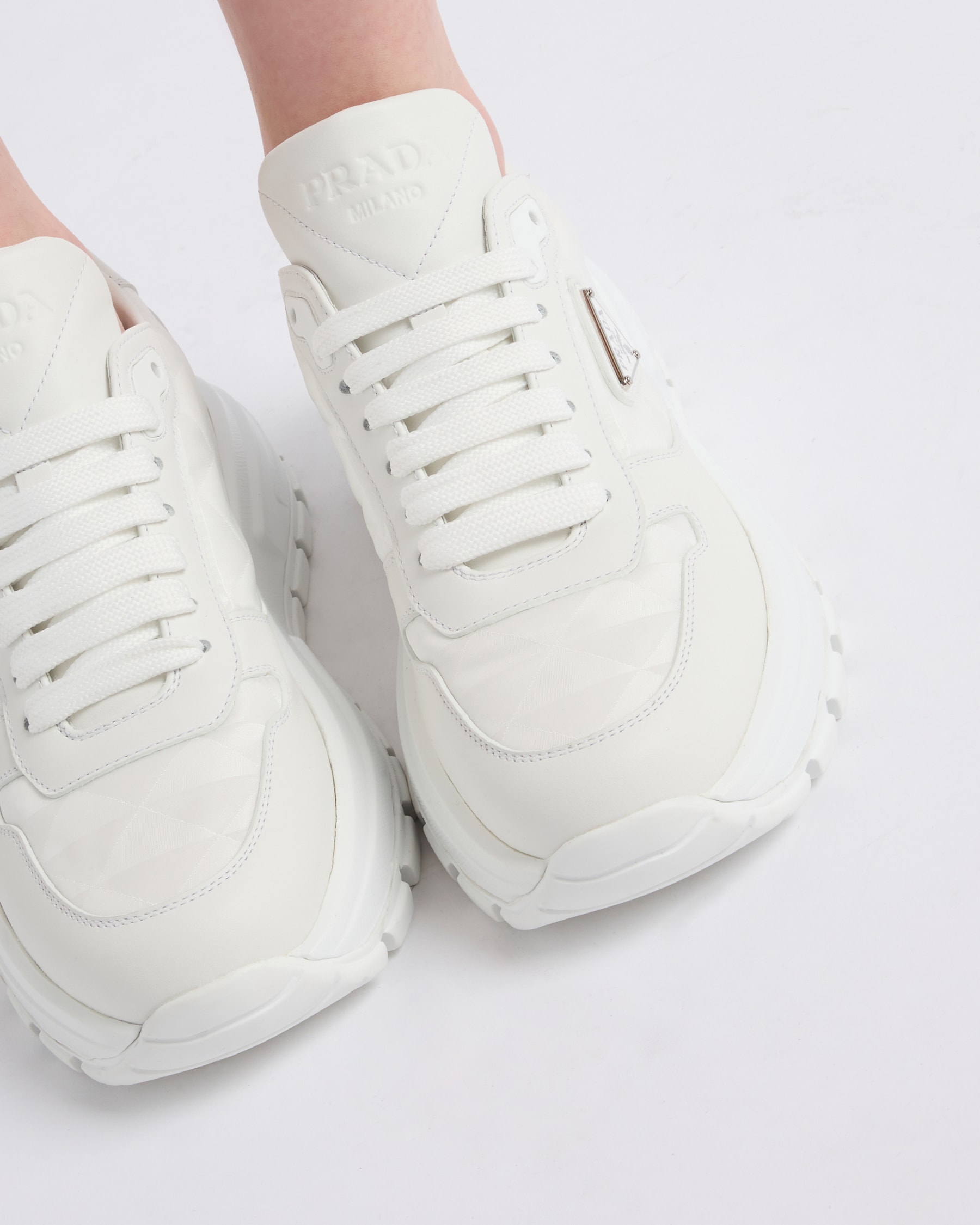 White Prax 01 Re-nylon And Leather Sneakers | PRADA