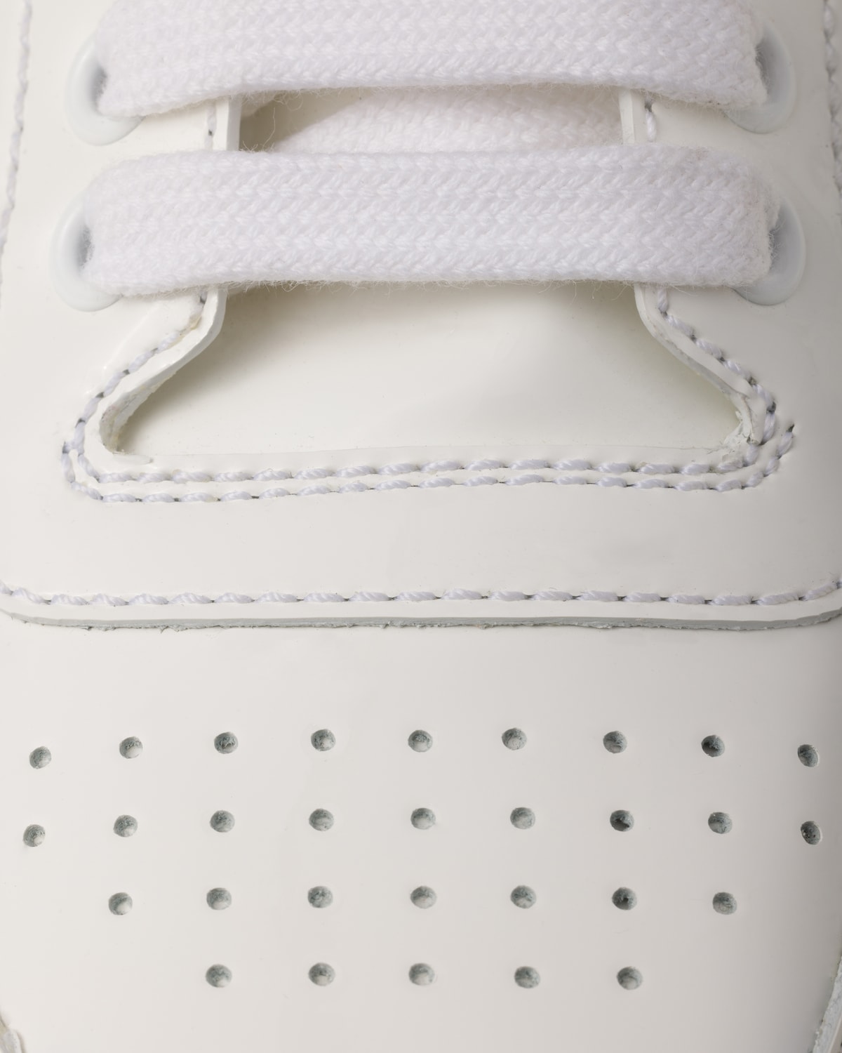 White Downtown Patent Leather Sneakers | PRADA