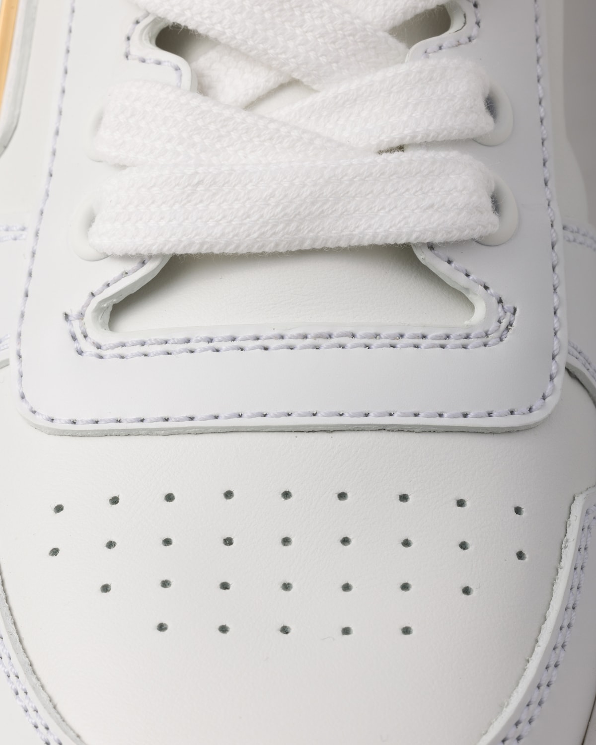 White Downtown Bold Leather Sneakers | PRADA