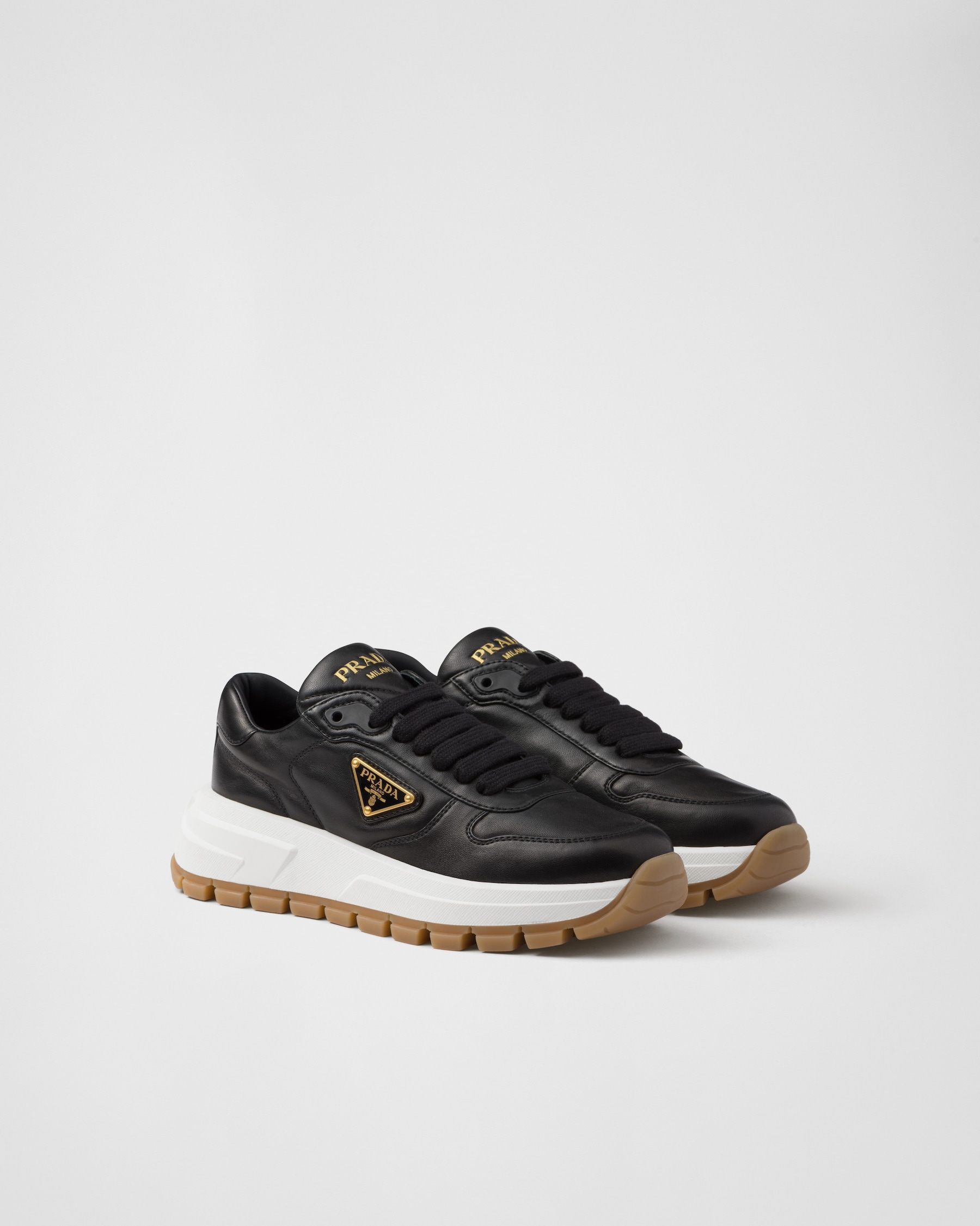 Black Prax 01 Leather Sneakers | PRADA