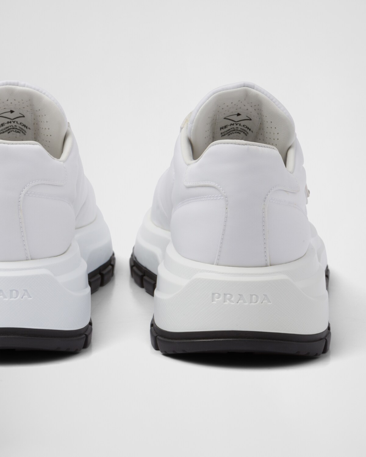 White/black Re-nylon Gabardine Running Sneakers | PRADA