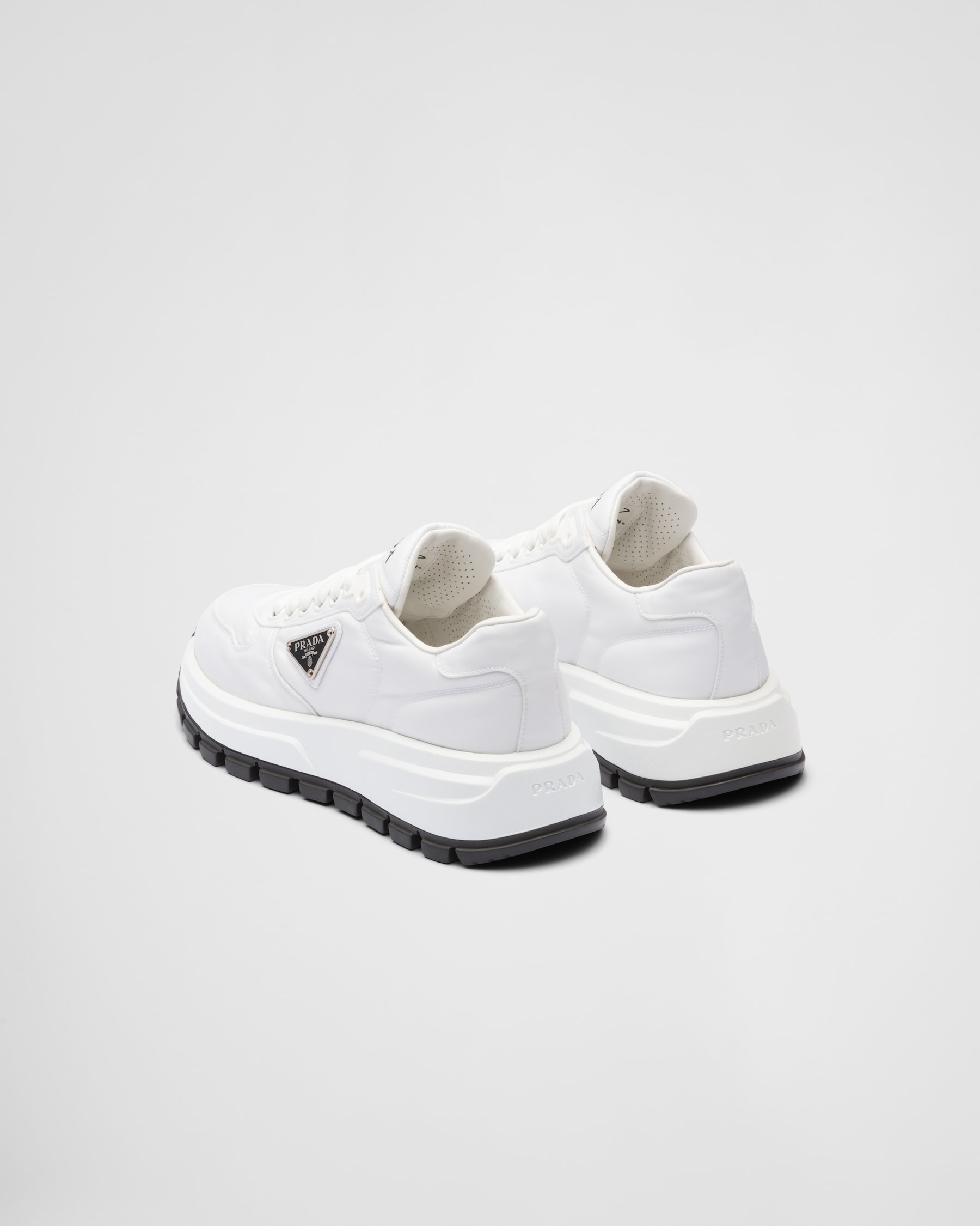 White/black Re-nylon Gabardine Running Sneakers | PRADA
