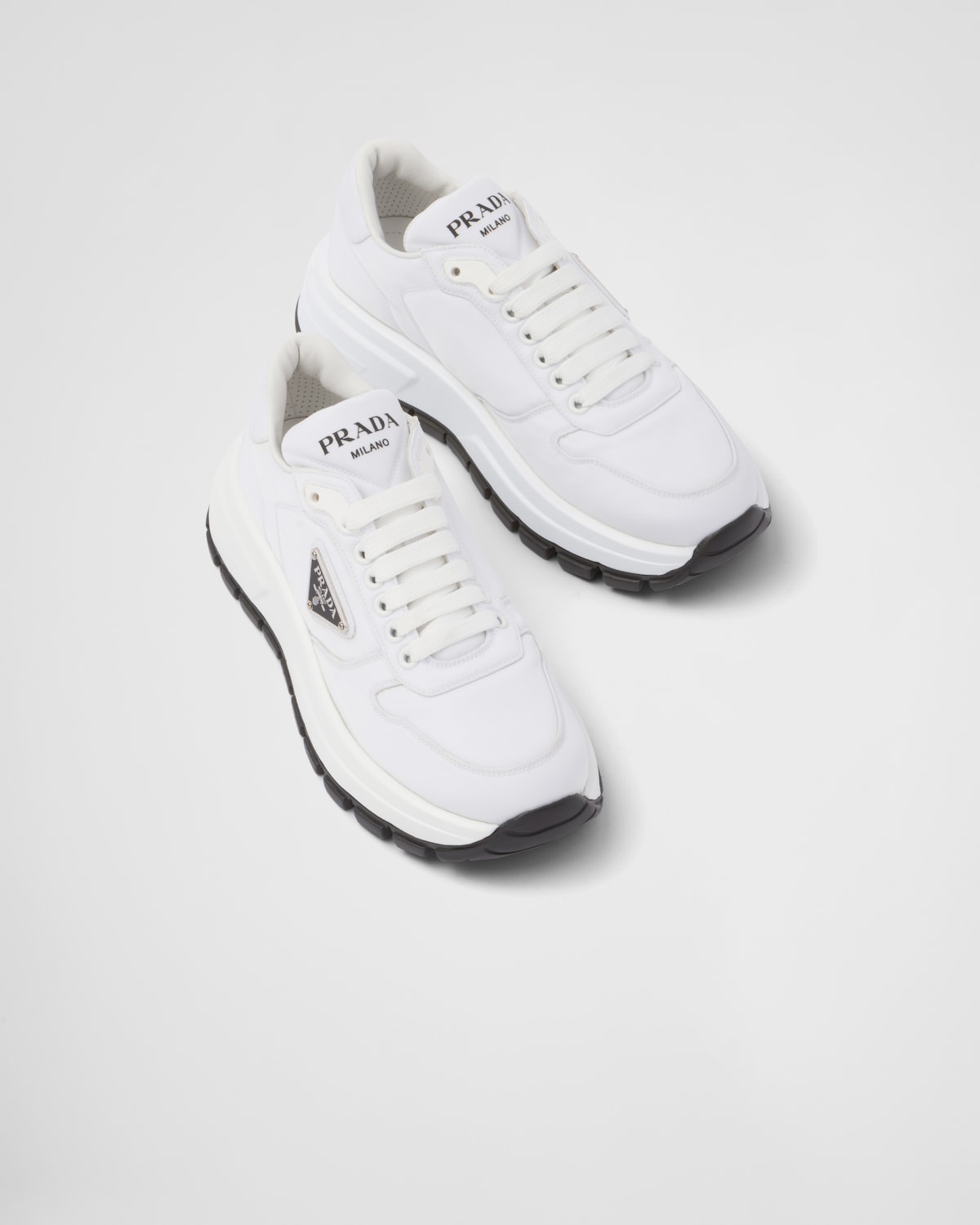White/black Re-nylon Gabardine Running Sneakers | PRADA