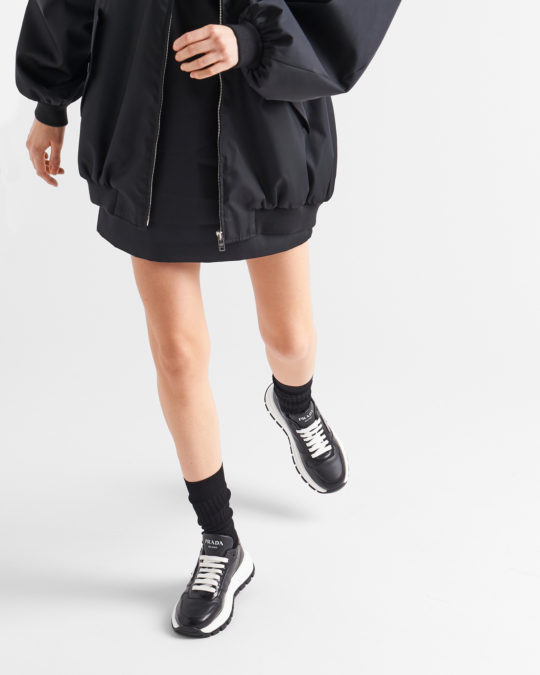 Black Leather Sneakers | PRADA