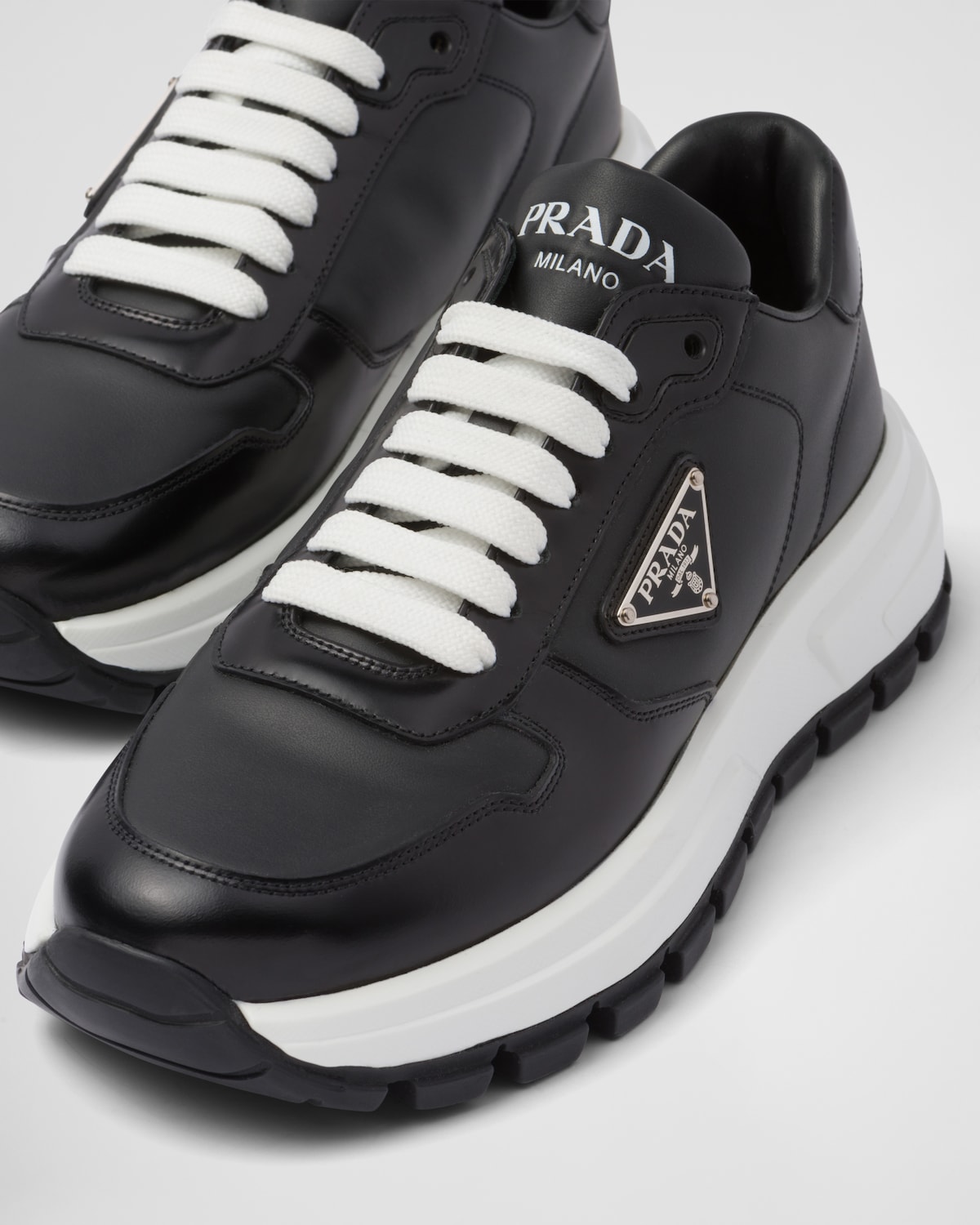 Black Leather Sneakers | PRADA