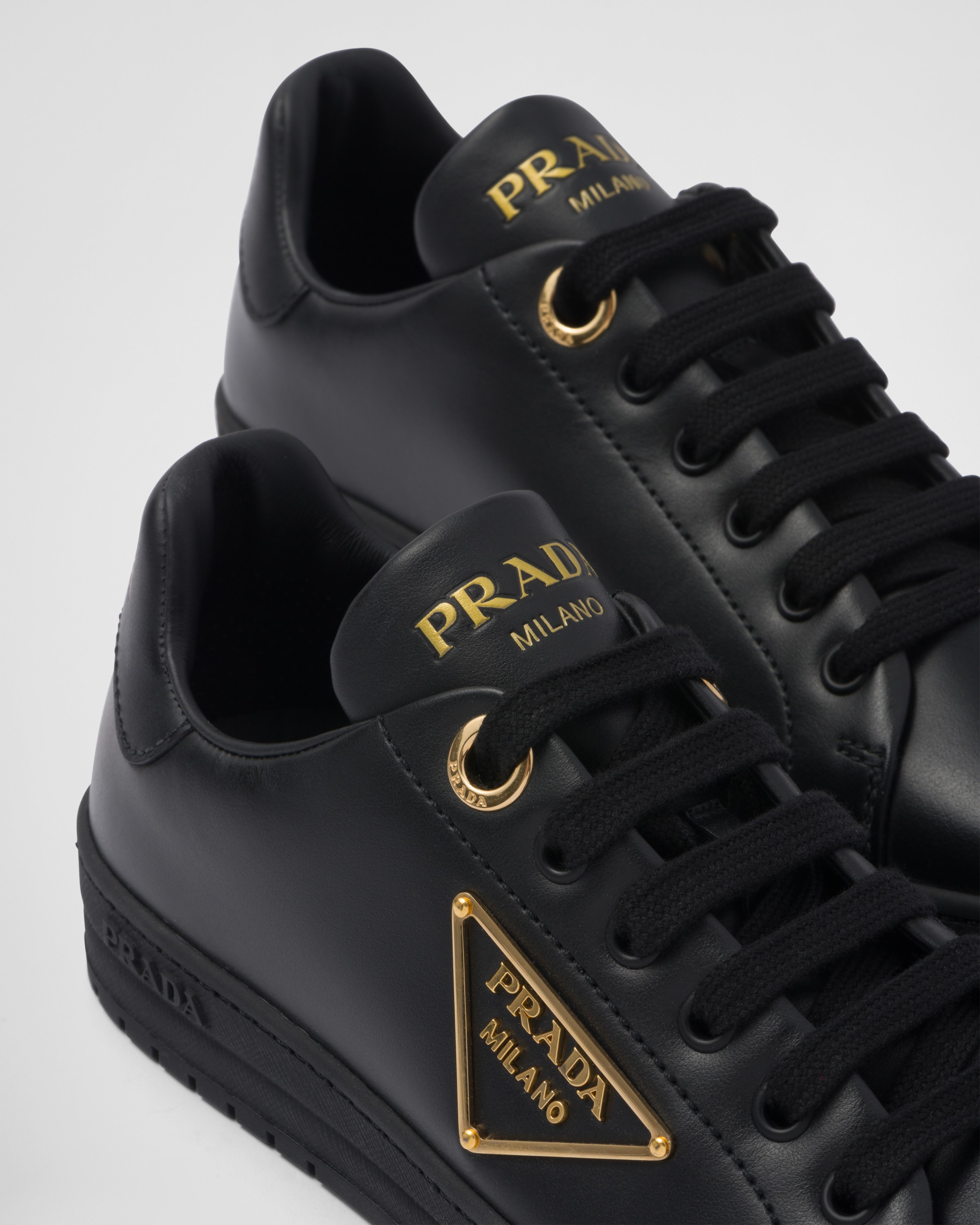 Black Edge leather sneakers | Prada