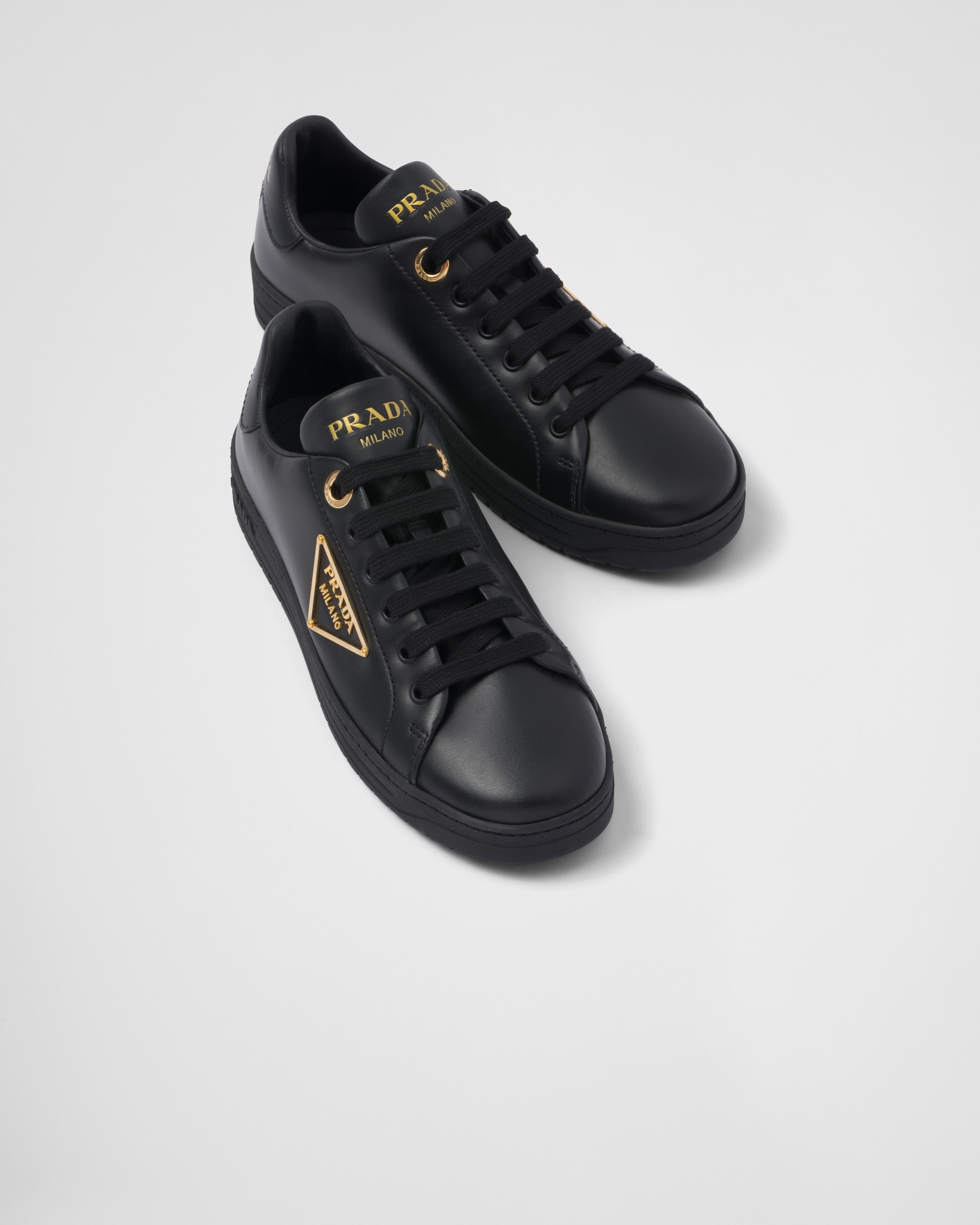 Black Edge Leather Sneakers | PRADA